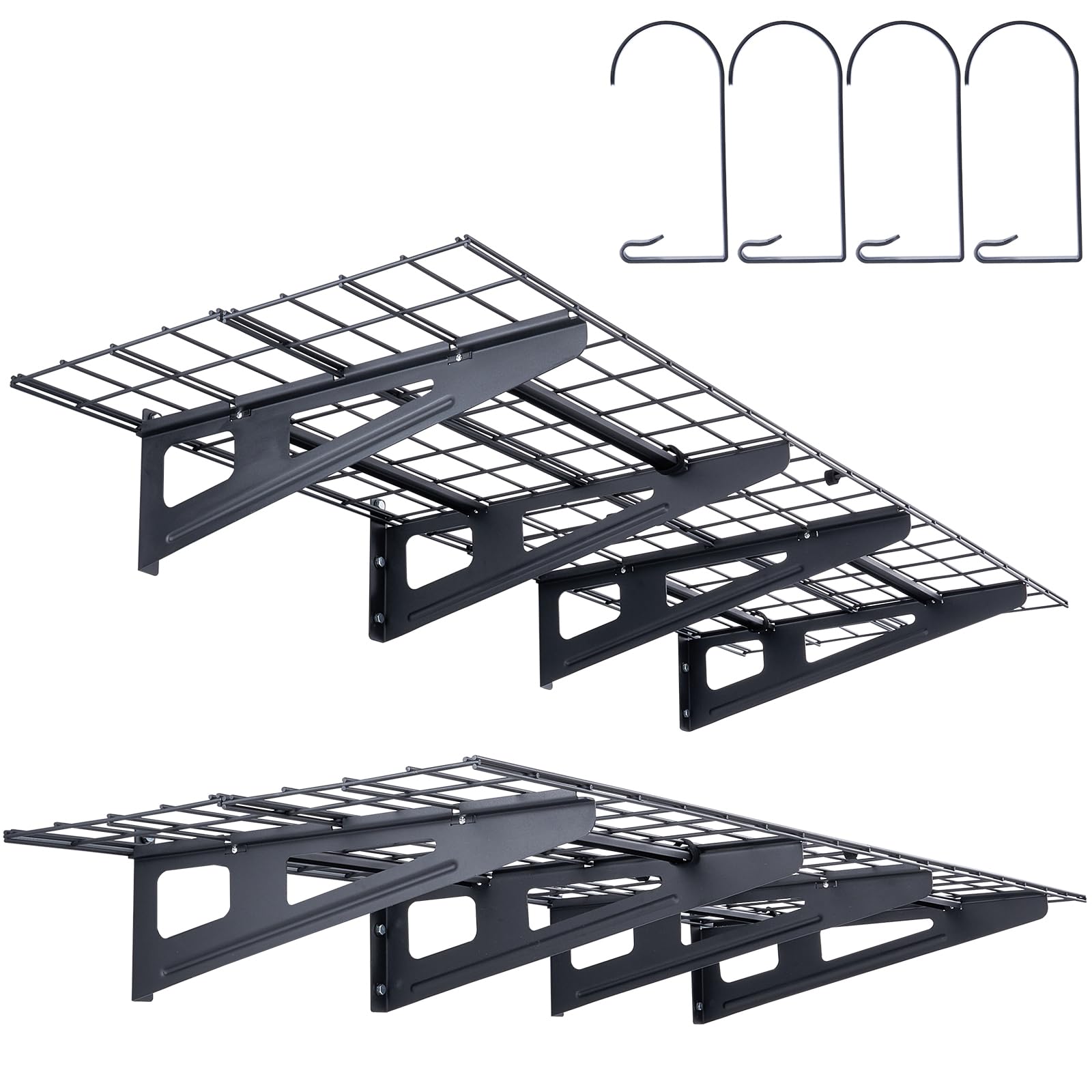 VEVOR Garage Shelving Wall Mounted, 2 x 6 ft Heavy Duty Garage Wall Shelves, 1000 lbs Load Capacity Garage Storage Rack Floating Shelves, 2 Pack, Suitable for Shop, Shed, Garage Storage