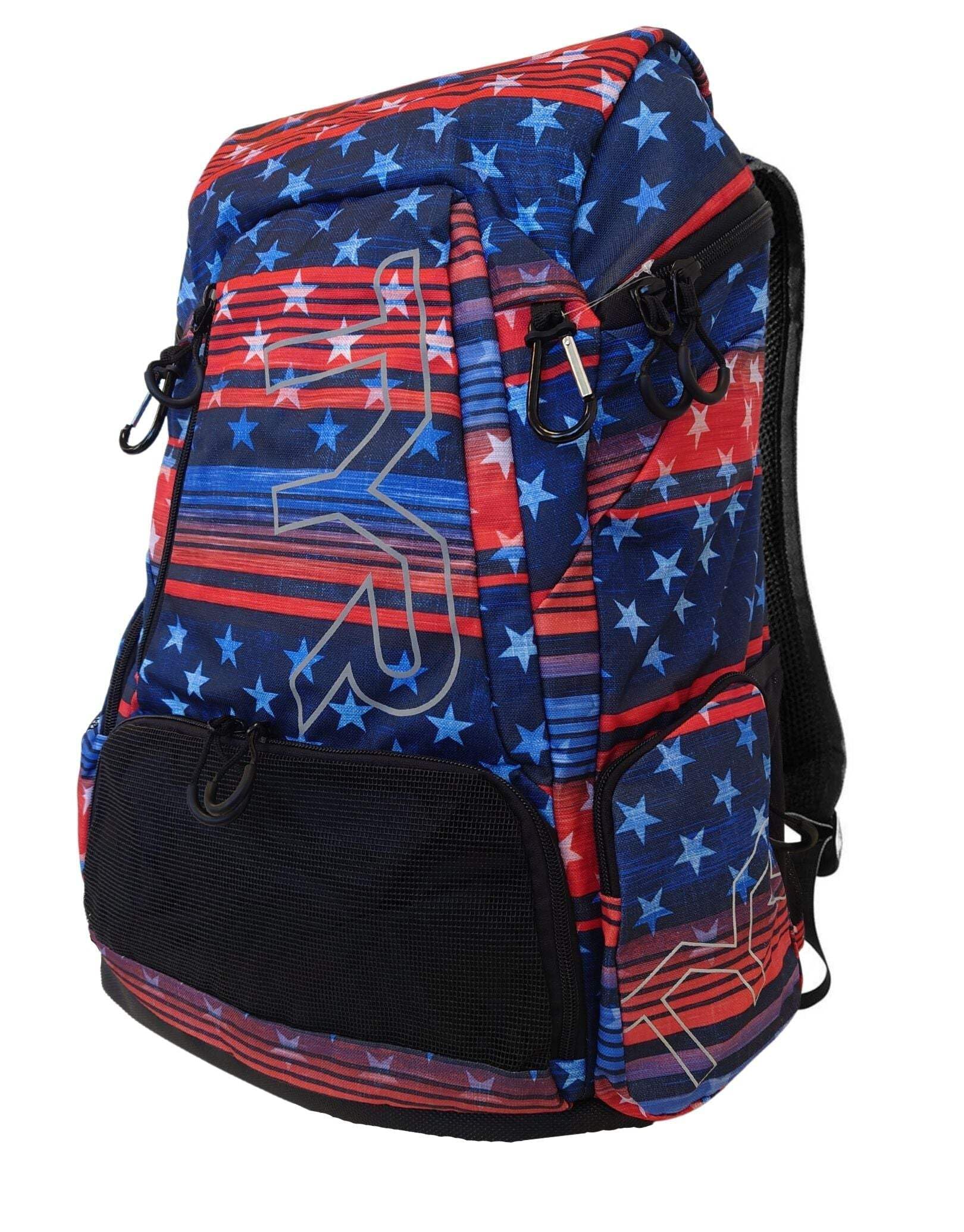 TYR Unisex Adult Alliance 45L Backpack-USA Flag Print, Red/White/Blue, 45 Litre
