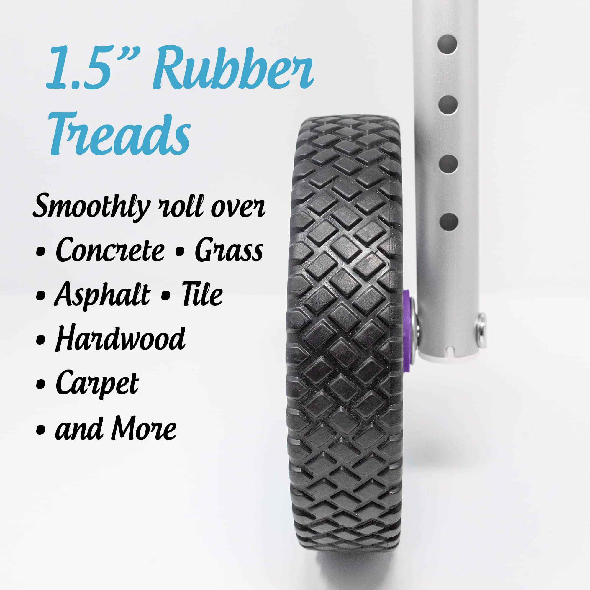 Top Glides 8" Off-Road Walker Wheel Kits with FREE FlexFit Universal Ski Glides (Purple)