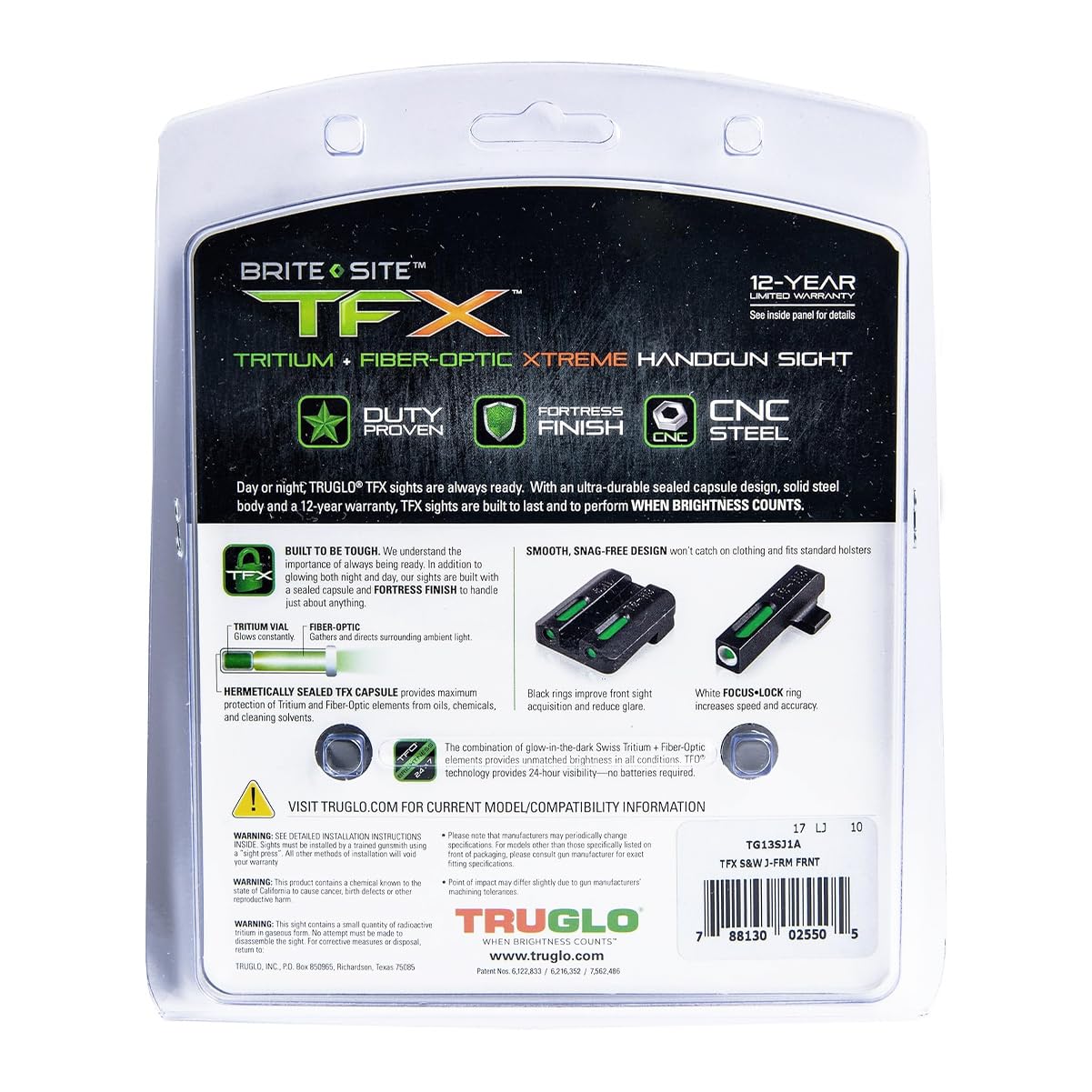 TRUGLO TFX S&W J-FRM FRNT (TG13SJ1A)