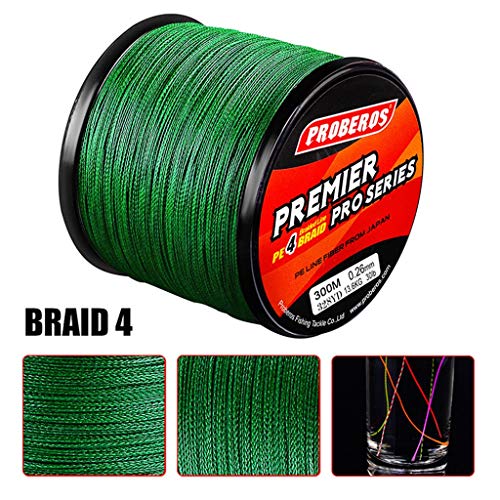 UNKN Fishing Line Super Strong Abrasion Resistant PE Braid Fishing Line 4 Strands 300M 30LB