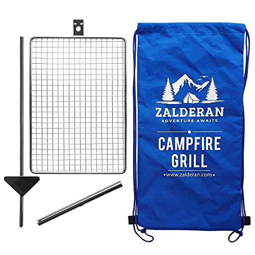 Zalderan Campfire Grill Grate. Small Lightweight, Stainless Steel, Portable, Backpack Hiking Grill.