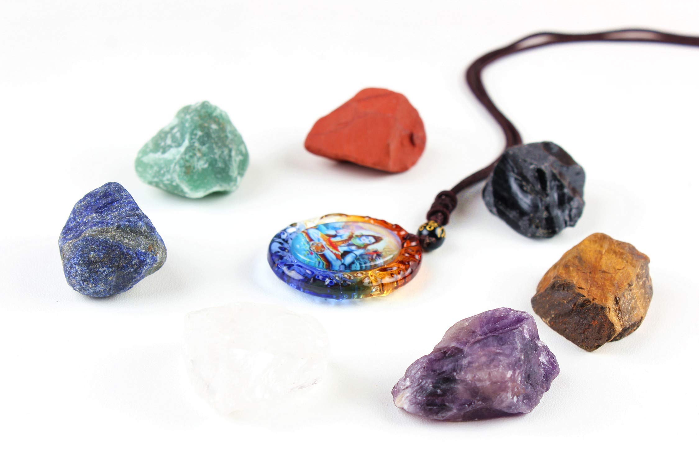 Yunoun Natural Healing Crystals and Chakra Stones Set with Amethyst Cluster, Thumb Worry Stone,Selenite,Pink Crystal Tree, Tourmaline,Large Rose and White Crystal for Cleaning Healing Energy,Reiki