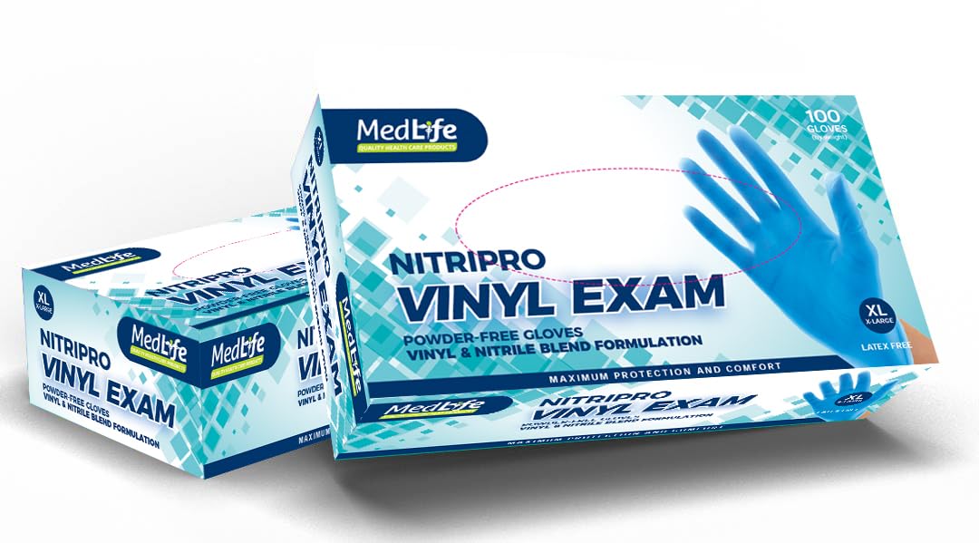 XL Medical Exam Gloves - Nitrile/Vinyl Blend 1,000 Blue Gloves