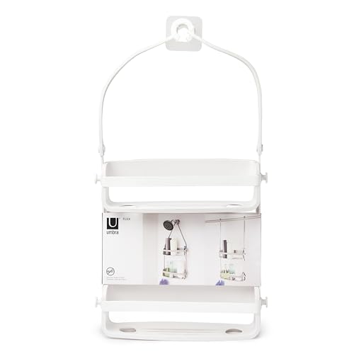 Umbra Flex Hanging Shower Caddy, Bathtub Shelf and Bathroom Organizer, White