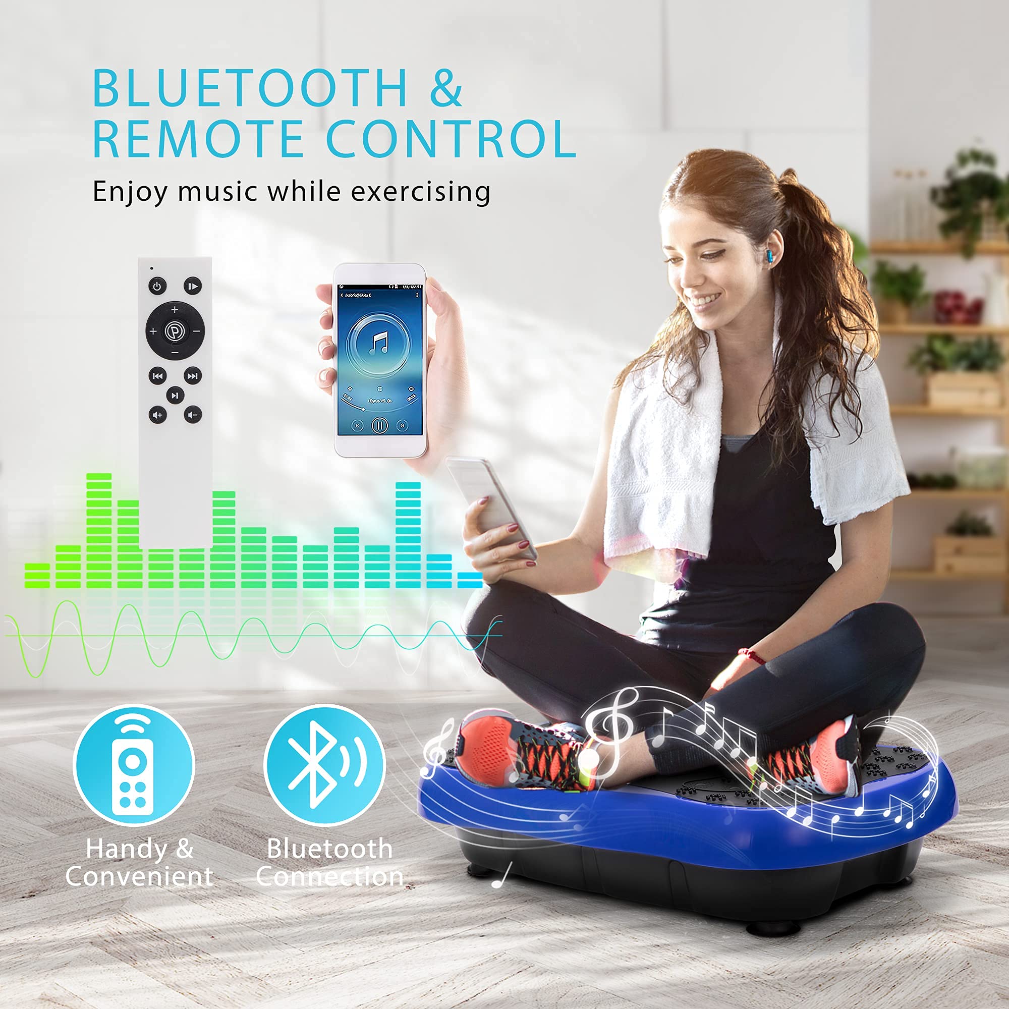 VIVOHOME 120 Levels Vibration Plate Exercise Machine, Remote Control, Resistance Bands Vibrating Platform Workout for Whole Body Weight Loss Toning Home Office