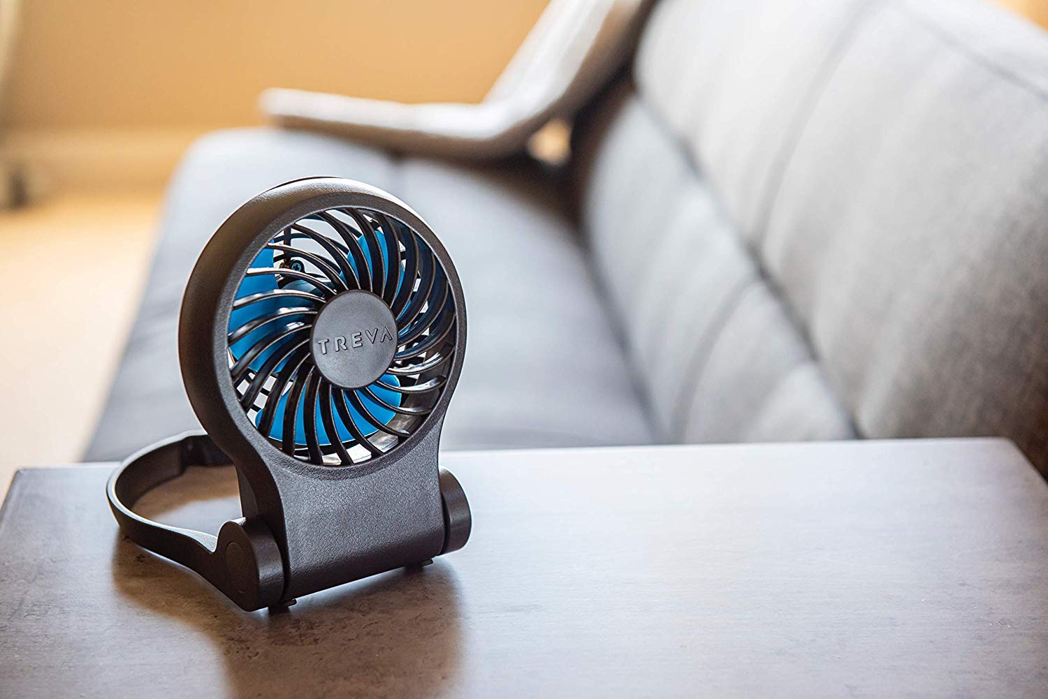 Treva 3.5 Inch Portable Desk Fan with USB Port - Small, Compact, Powerful Airflow, AC Adapter Included