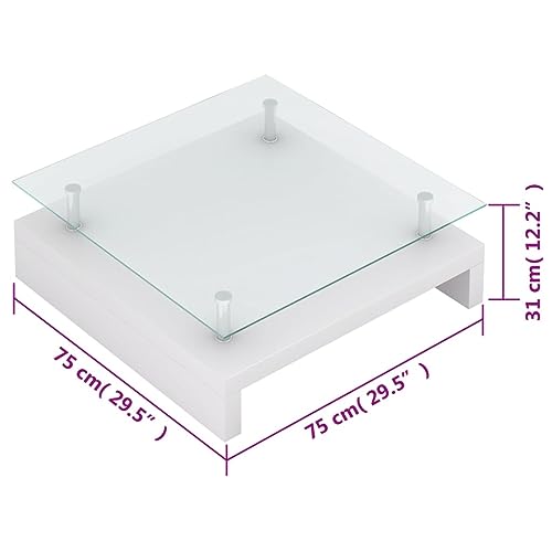 QJBSAVVA Coffee Table with Glass Top White,Entrance Table Tray Tables Center Table Low Table Suitable for Meeting Rooms, Reception Rooms, Offices