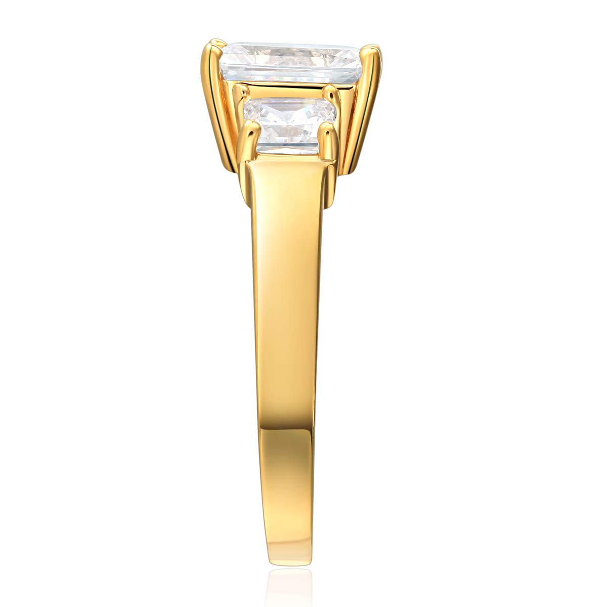 Wellingsale Ladies Solid 14k White Gold Polished CZ Cubic Zirconia Radiant Cut Three 3 Stone Engagement Ring - Size 9