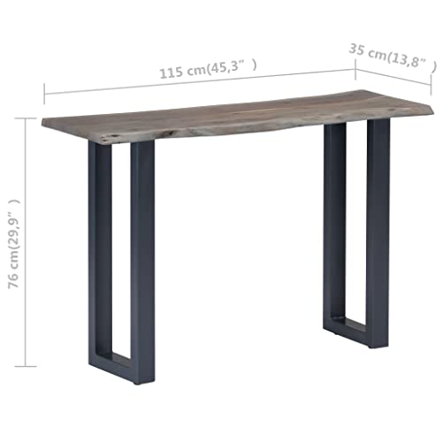 QJBSAVVA Console Table Gray 45.3"x13.8"x29.9" Solid Acacia Wood and Iron,Garden Tables Bedside Table Hallway Tables Entry Tables Suitable for Home, Office, Bedroom, Meeting Room