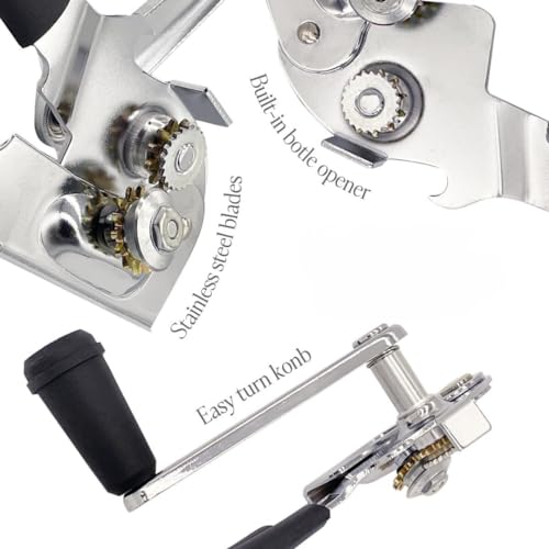T1W Crank Handle Commercial Can Opener - Heavy Duty Can Opener - Ergonomic Cushioned Handle - Manual Hand Can Opener