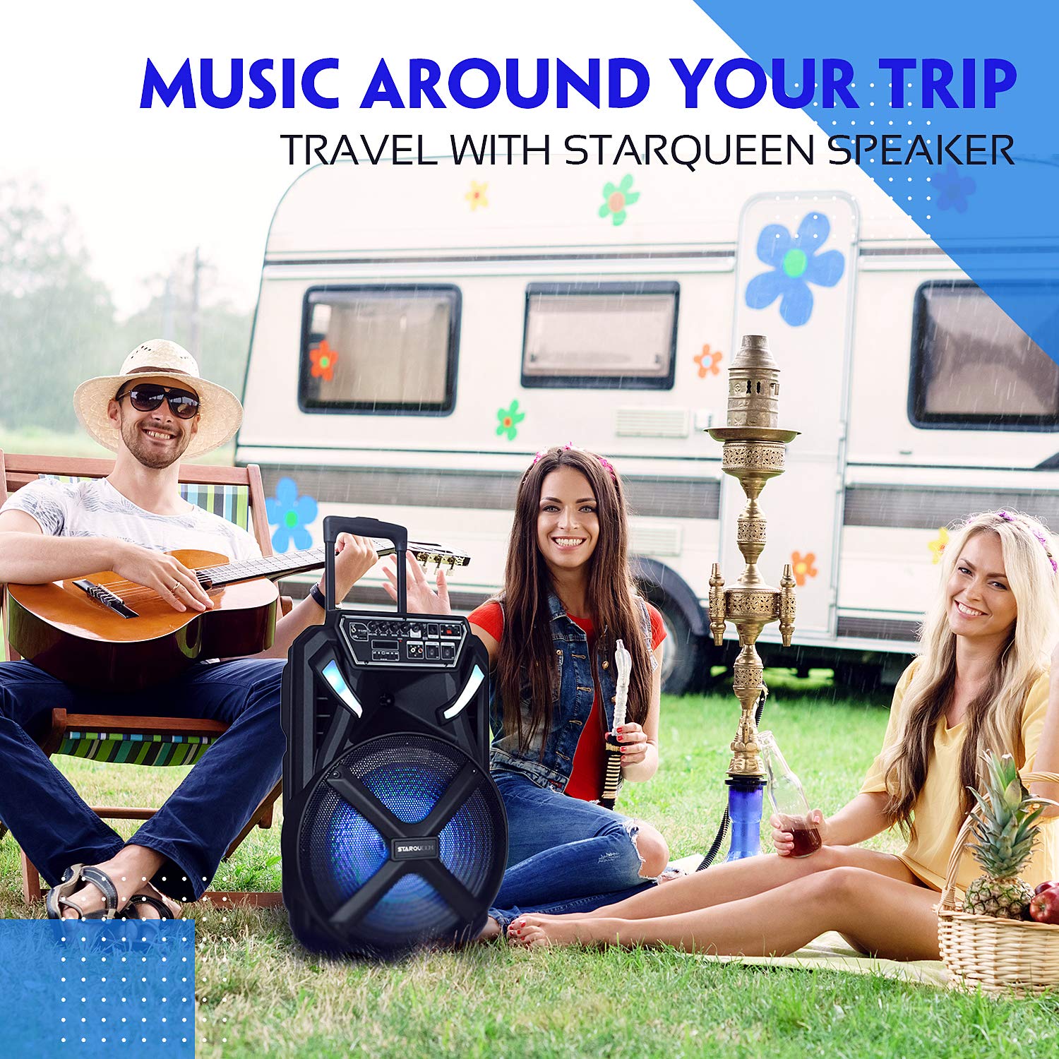 STARQUEEN Karaoke Machine for Adults and Kids 12 Inch Karaoke Speaker with Bluetooth Portable Pa Speaker with TWS/Mic Priority/LED Light Ideal for Home Party Speech Outdoor