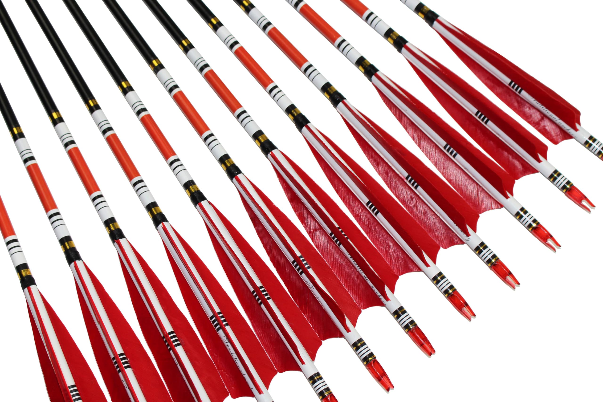 TTFLY FLETCHING 12PCS Red Turkey Feather 31 inches Carbon Arrows Replacement Tips Targeting Arrows Archery for Recurve Longbow Hunting&Practice