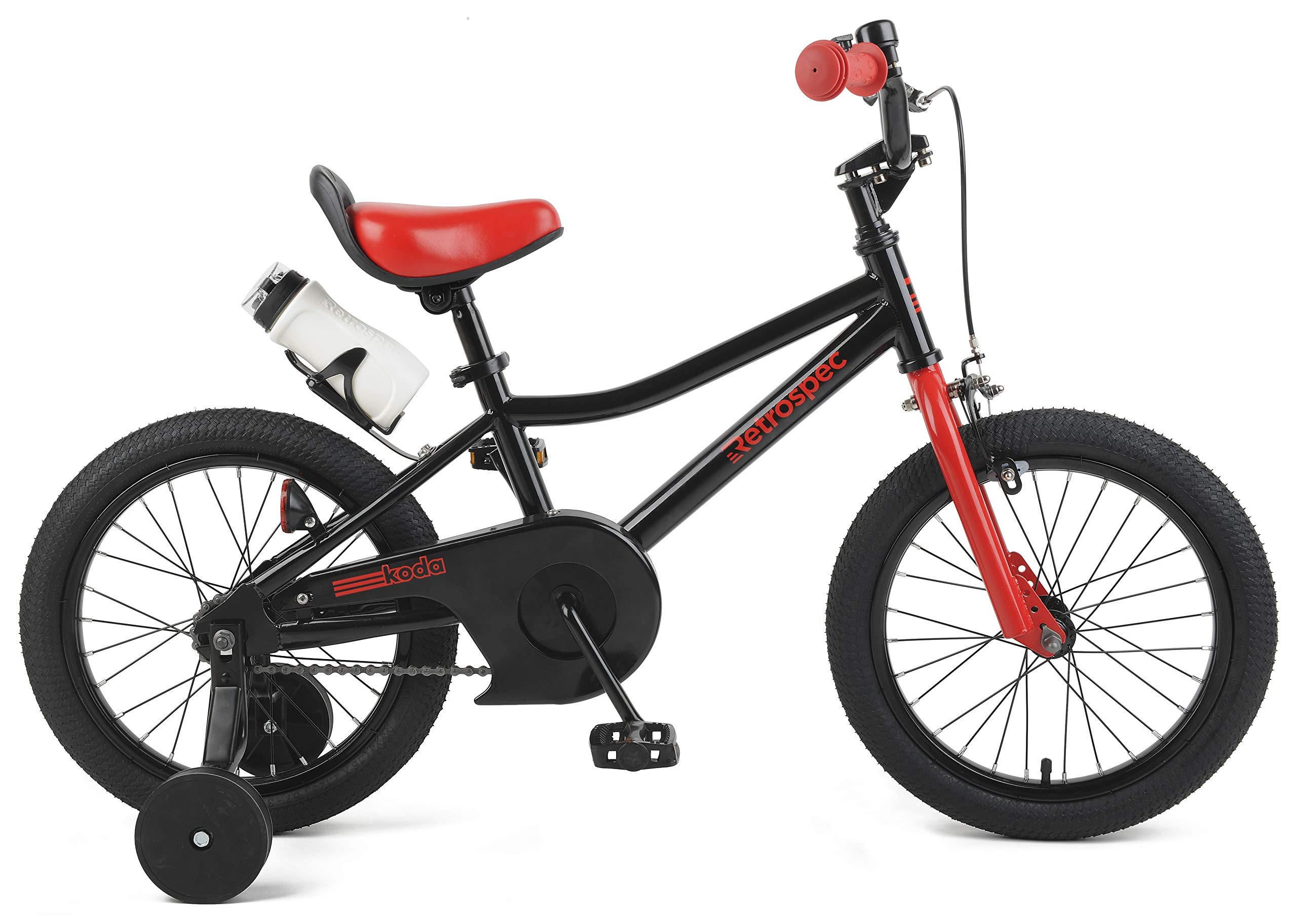 Retrospec Koda Kids Bike with Training Wheels, 16" 3-7yrs, Black & Red