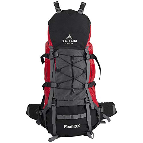 TETON Sports Fox 5200 Internal Frame Backpack; High-Performance Backpack for Backpacking, Hiking, Camping Mars Red, 34" x 16" x 13"