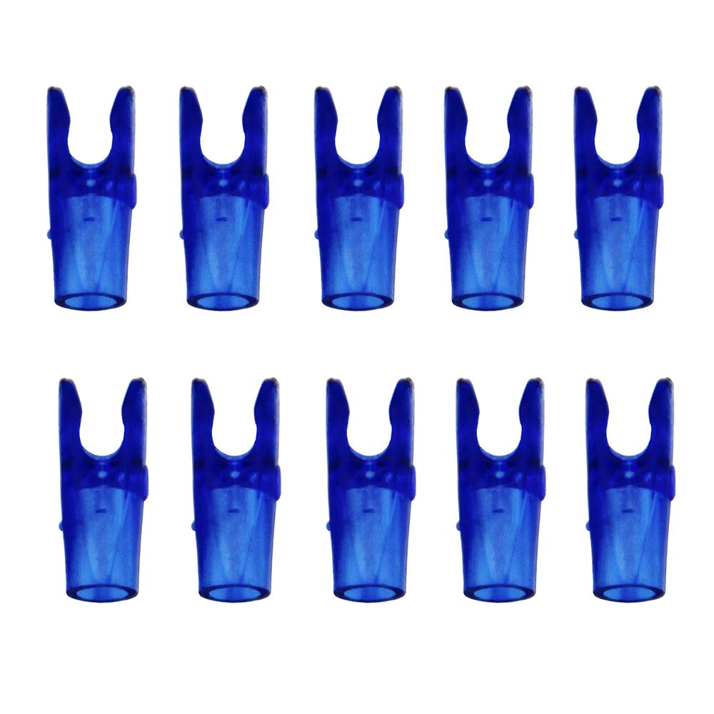 UP100 50 PCS Red&Transparent Yellow/Green/Red/Blue for OD 3.2mm Pin Nock L Size for Archery Arrow Nock (Transparent Blue)
