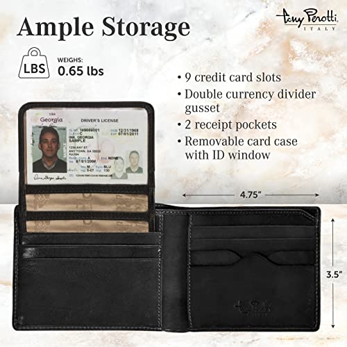 Tony Perotti Prima Wallet with Removable Card Case-Brown