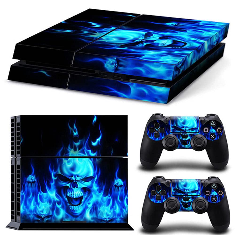 Whole Body Vinyl Skin Sticker Decal Cover for PS4 Console and Controllers - Blue Ghost