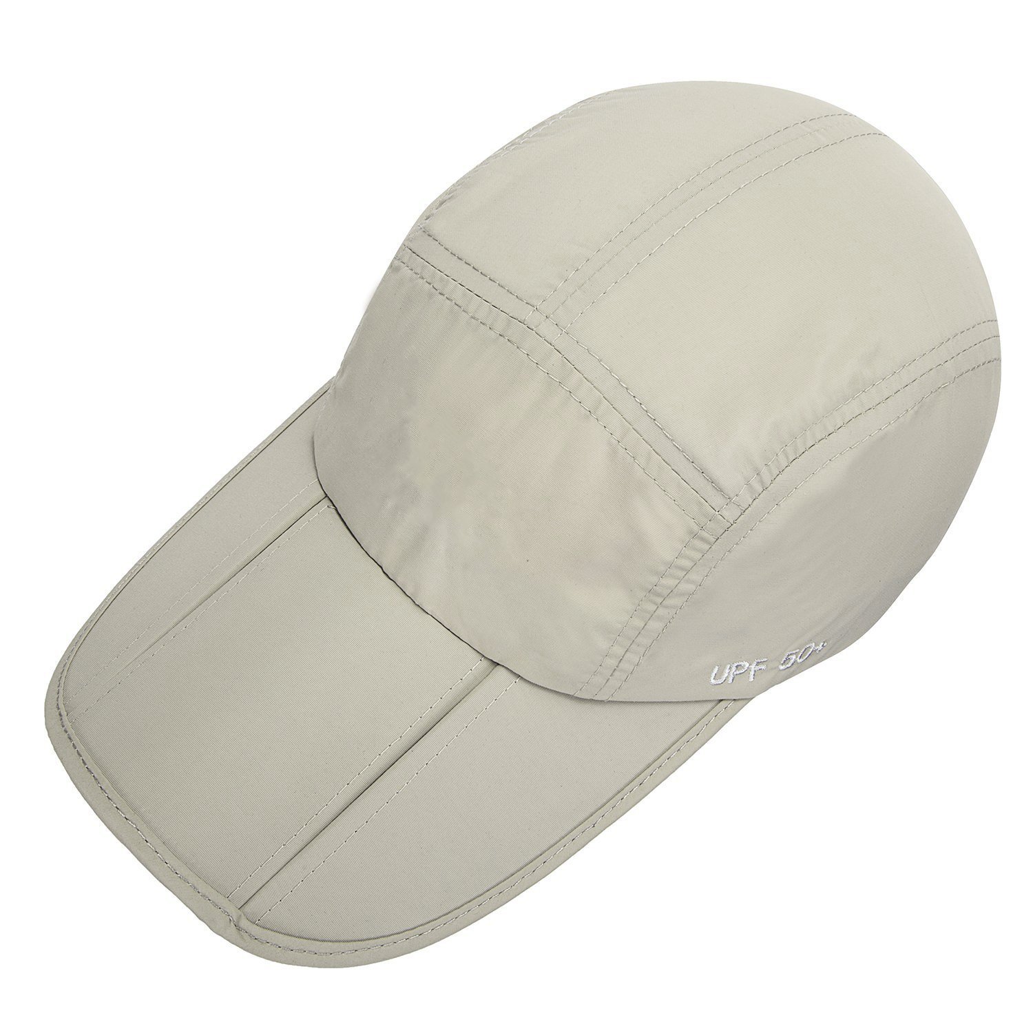 UPF 50+ Foldable Baseball Cap Sun Protection Quick Dry Portable Folding Hats for Men or Women, Stone