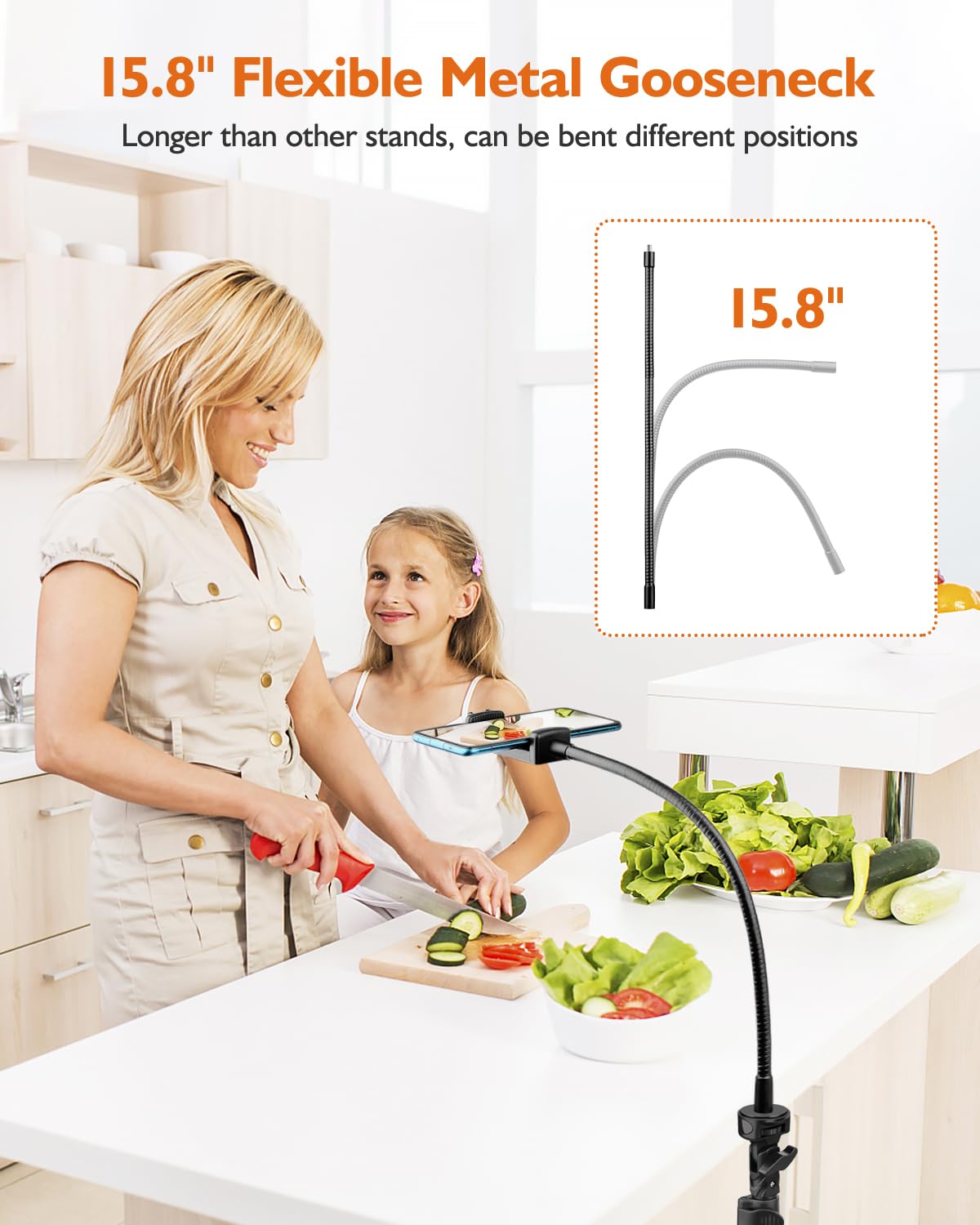 VICTIV 85" Tall Cell Phone Tripod Stand with Gooseneck and Remote, Portable Travel Tripod Stand, Overhead Tripod for iPhone 14 Pro Max/13/12/Android for Recording/Watching/Cooking/Fitness/Vlog