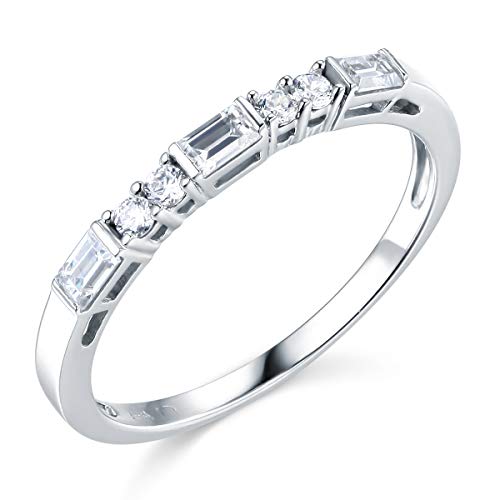 Wellingsale Ladies Solid 14k White Gold Polished CZ Cubic Zirconia Princess Cut Engagement Ring and Wedding Band Bridal Set - Size 8