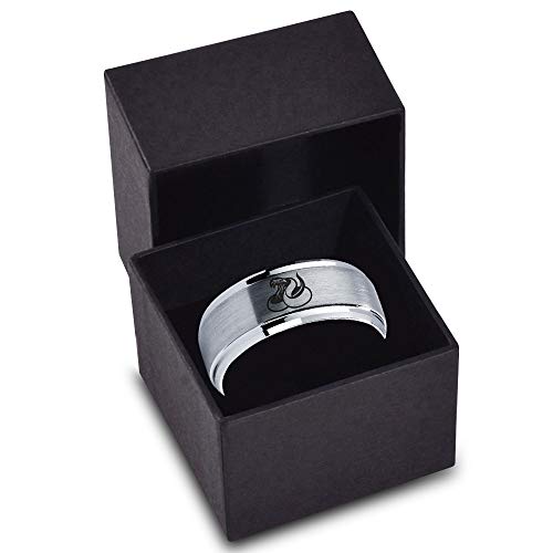 Zealot Jewelry Tungsten Hissing Snake Python Serpent Band Ring 8mm Men Women Comfort Fit Gray Step Bevel Edge Brushed Polished Size 15
