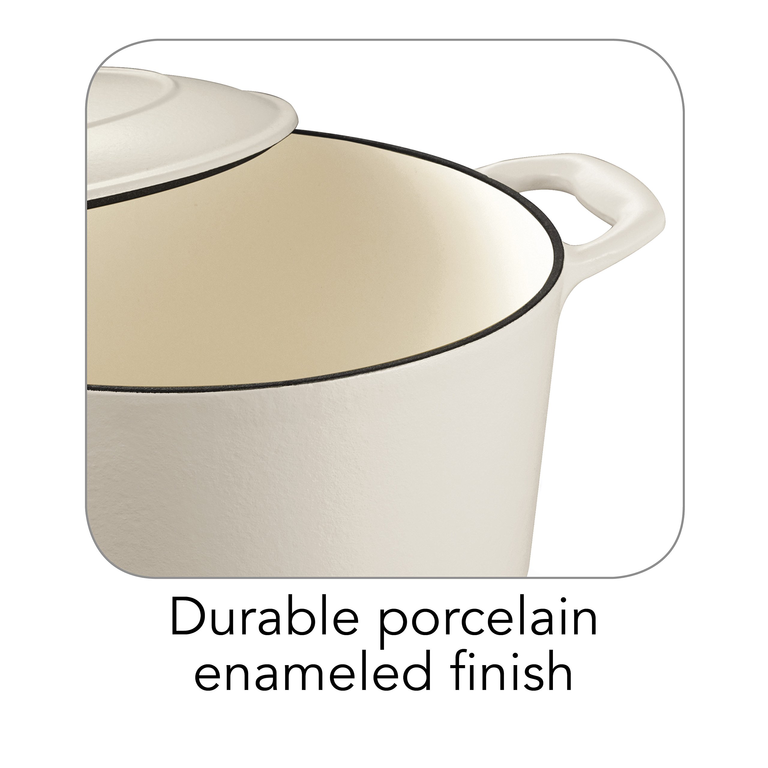 Tramontina Covered Round Dutch Oven, Enameled Cast Iron 5.5-Quart Matte White, 80131/035DS
