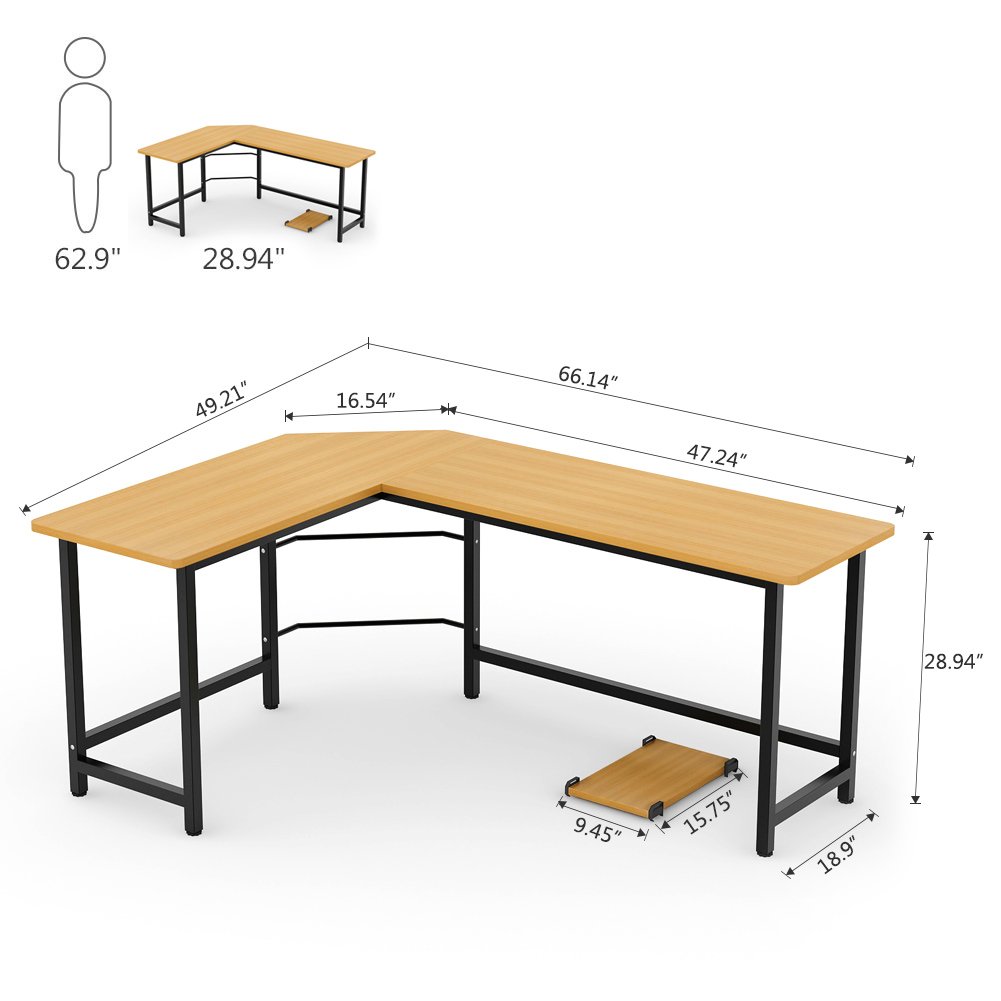 Tribesigns Modern L Shaped Desk with Keyboard Tray, Corner Computer Desk with Monitor Stand Shelf, PC Laptop Gaming Table Workstation for Home Office