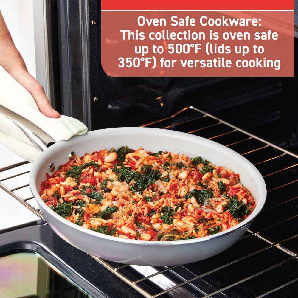 T-fal Fresh Gourmet Recycled Ceramic Nonstick Frypan 10.25 Inch, Oven Broiler Safe 500F, Cookware, Pots and Pans Grey
