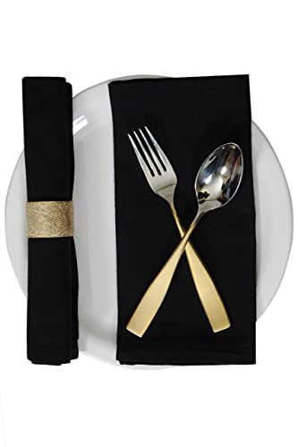 Urban Villa Solid Slub Set of 4 Dinner Napkins (20X20 in) Cotton Everyday Use Premium Quality Over Sized Cloth Napkins with Mitered Corners Ultra Soft Durable Hotel Quality (Black) Halloween