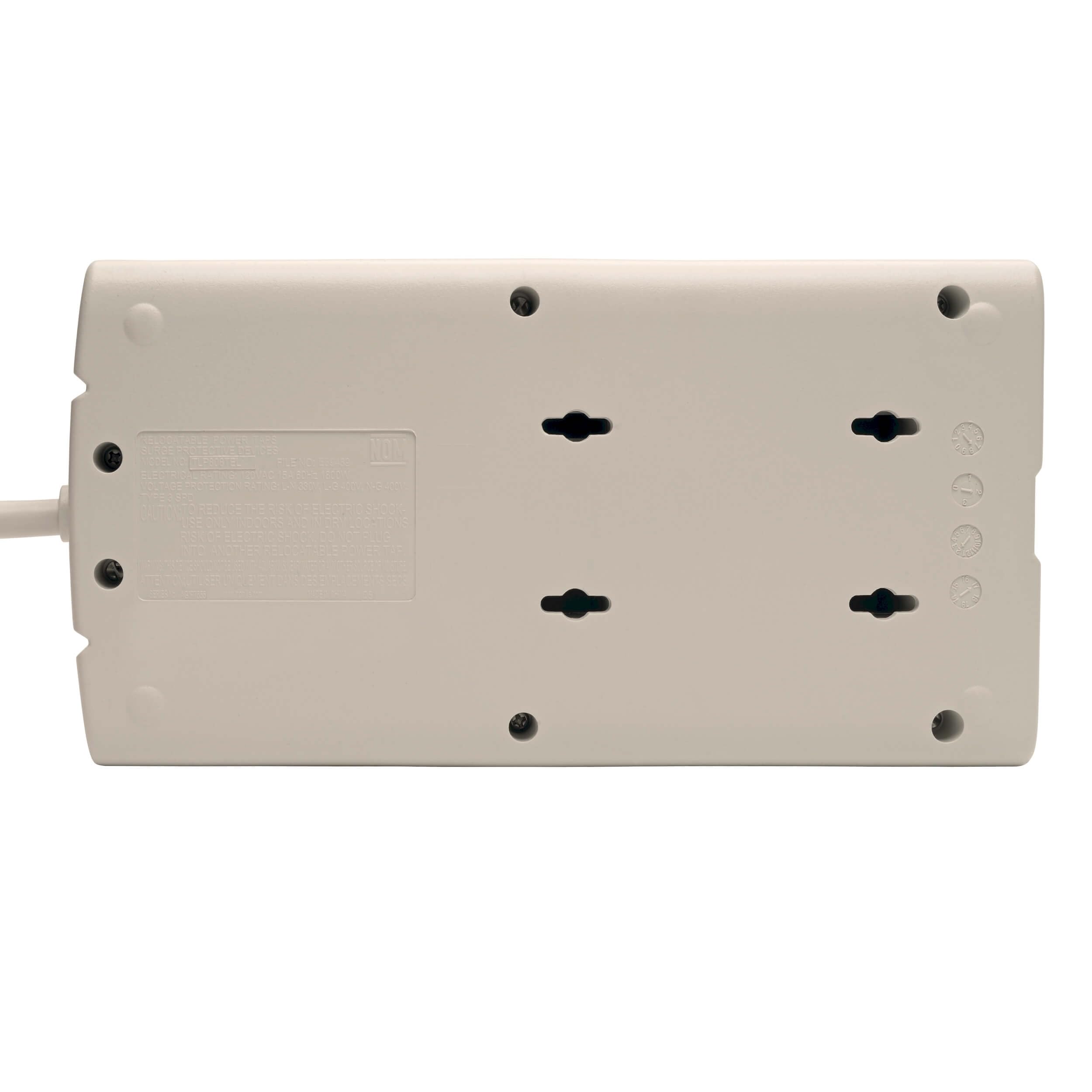 Tripp Lite 8 Outlet Surge Protector Power Strip, 8ft Cord Right Angle Plug, LIFETIME INSURANCE & $75K INSURANCE (TLP808) light gray