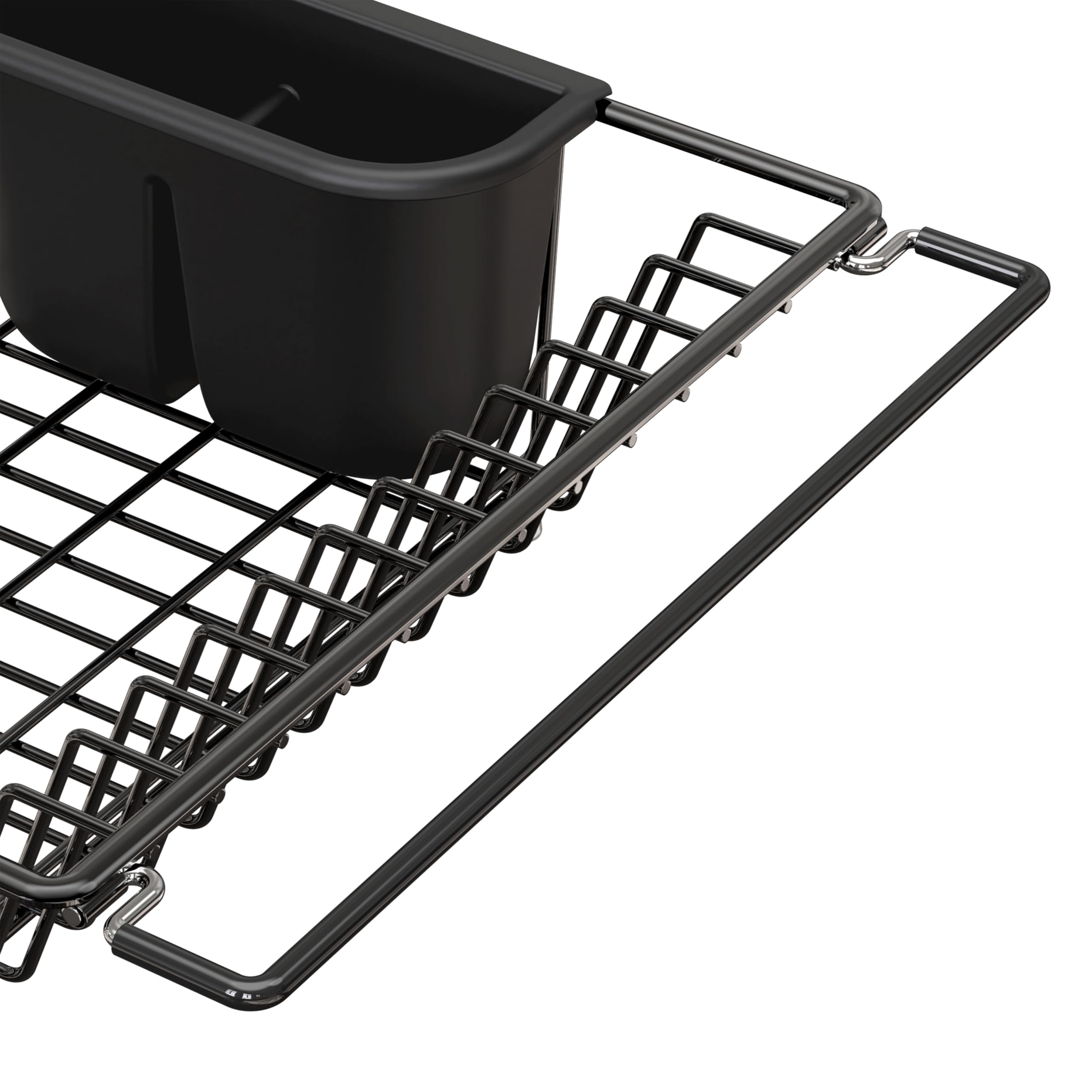 Simple Houseware Large Over Sink Counter Top Dish Drainer Drying Rack with Utensil Holder, Black