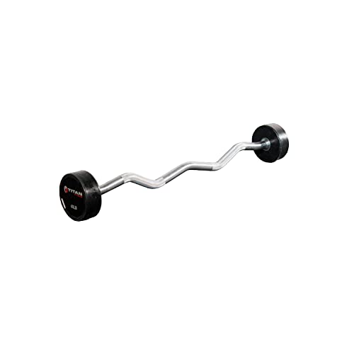 Titan Fitness EZ Curl Rubber Fixed Barbell 40 lb.