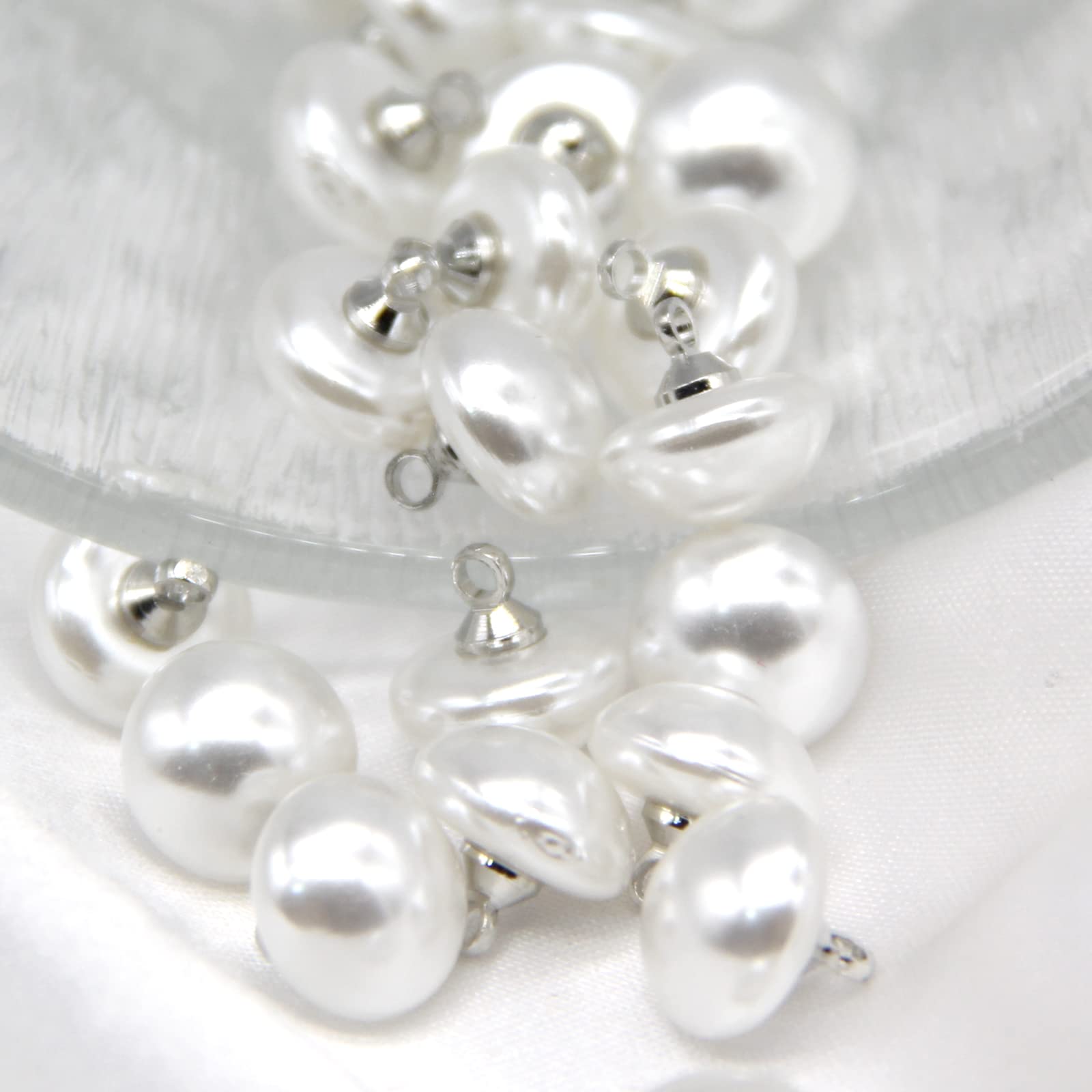 USOSOU 10mm Mushroom Semicircle Pearl Buttons, White Faux Pearl Buttons for Sewing, Shirts, Skirts, Wedding Dresses, Jewelry Decorations, DIY Crafts (40pcs 10mm(0.394inch))