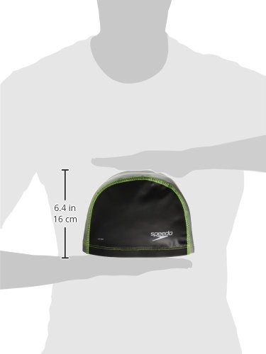 Speedo unisex-adult Swim Cap Stretch Fit,Black/Silver,Large/X-Large