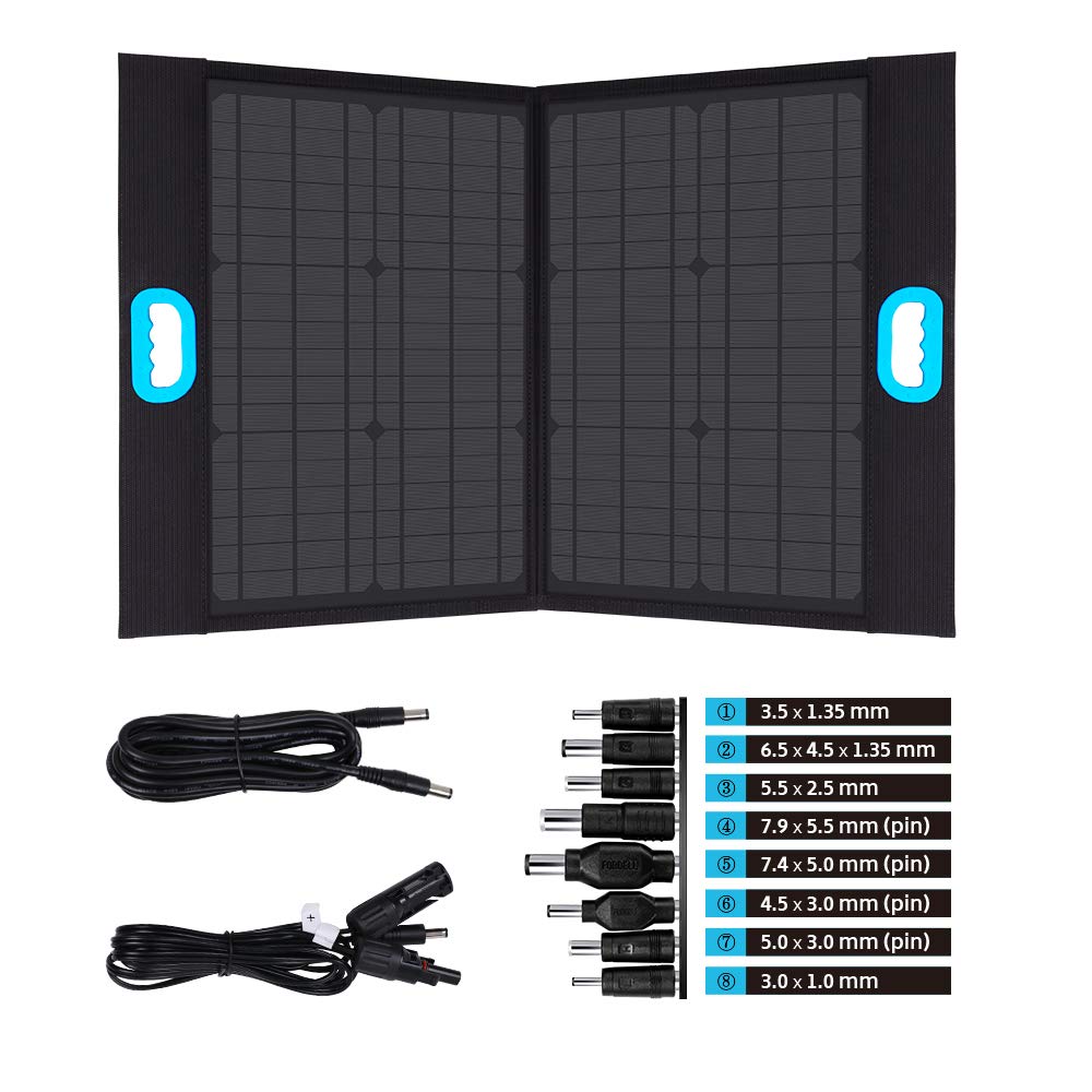 Renogy 50W Portable Solar Panel Charger Foldable Power Station Explorers, Generators, Smartphones, Tablets with USB Ports for Van, RV, E.Flex 50