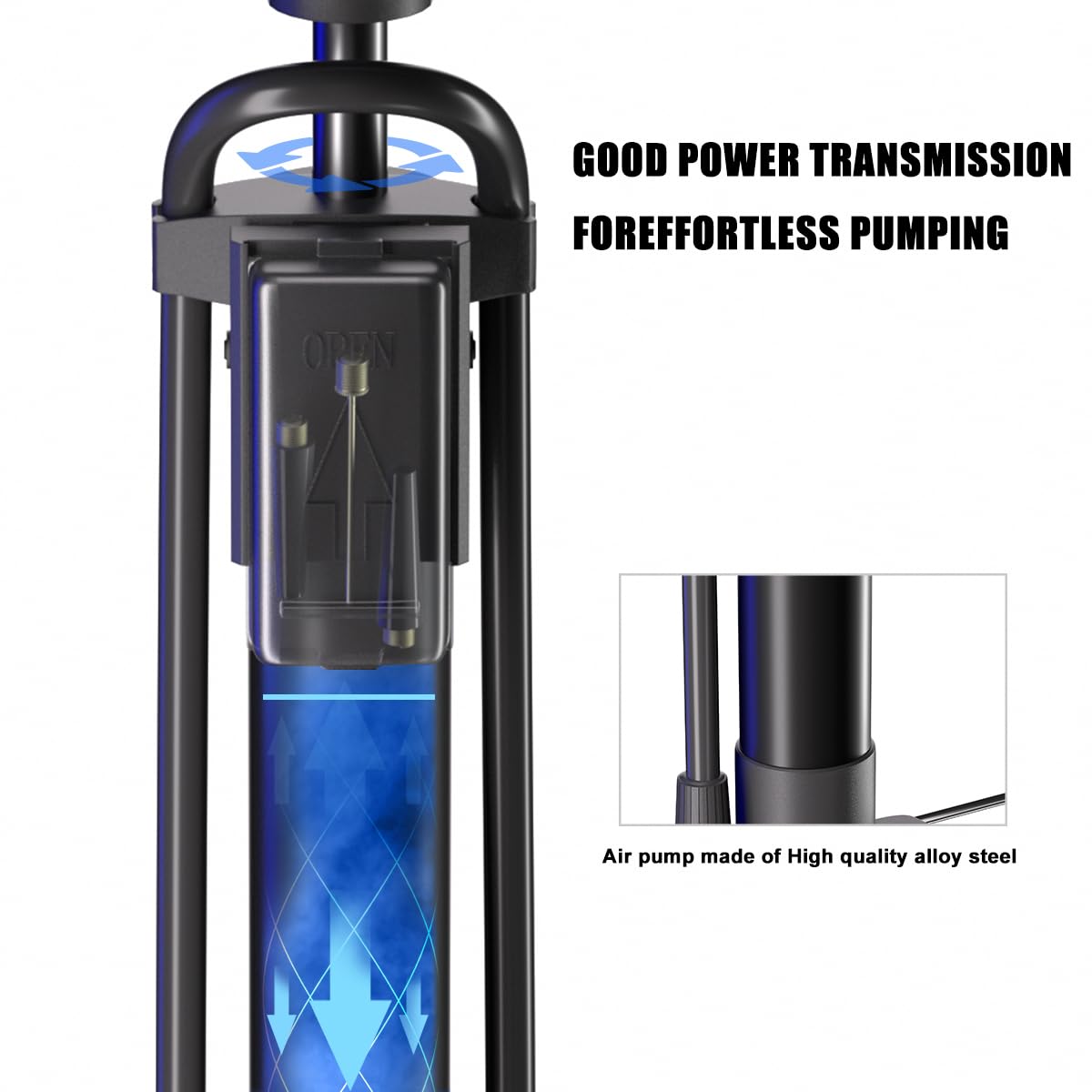 VIMILOLO Bike Floor Pump,Portable Ball Pump Inflator Bicycle Floor Pump with Both Presta and Schrader Bicycle Pump Valves Bike Pumps-160Psi Max