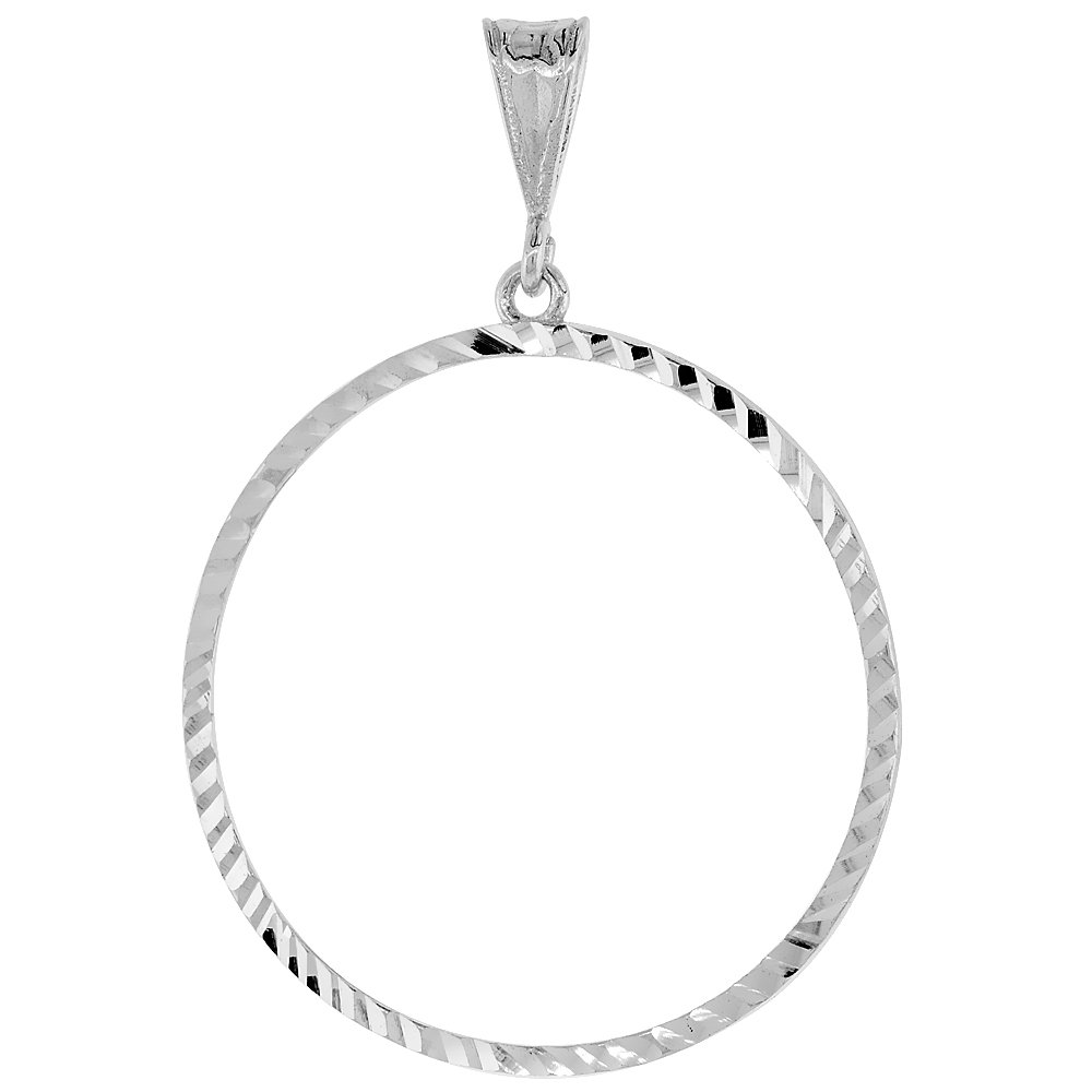 Sterling Silver 1 Onza Plata Libertad Bezel 36 mm Coins Prong Back Diamond Cut Coin NOT Included