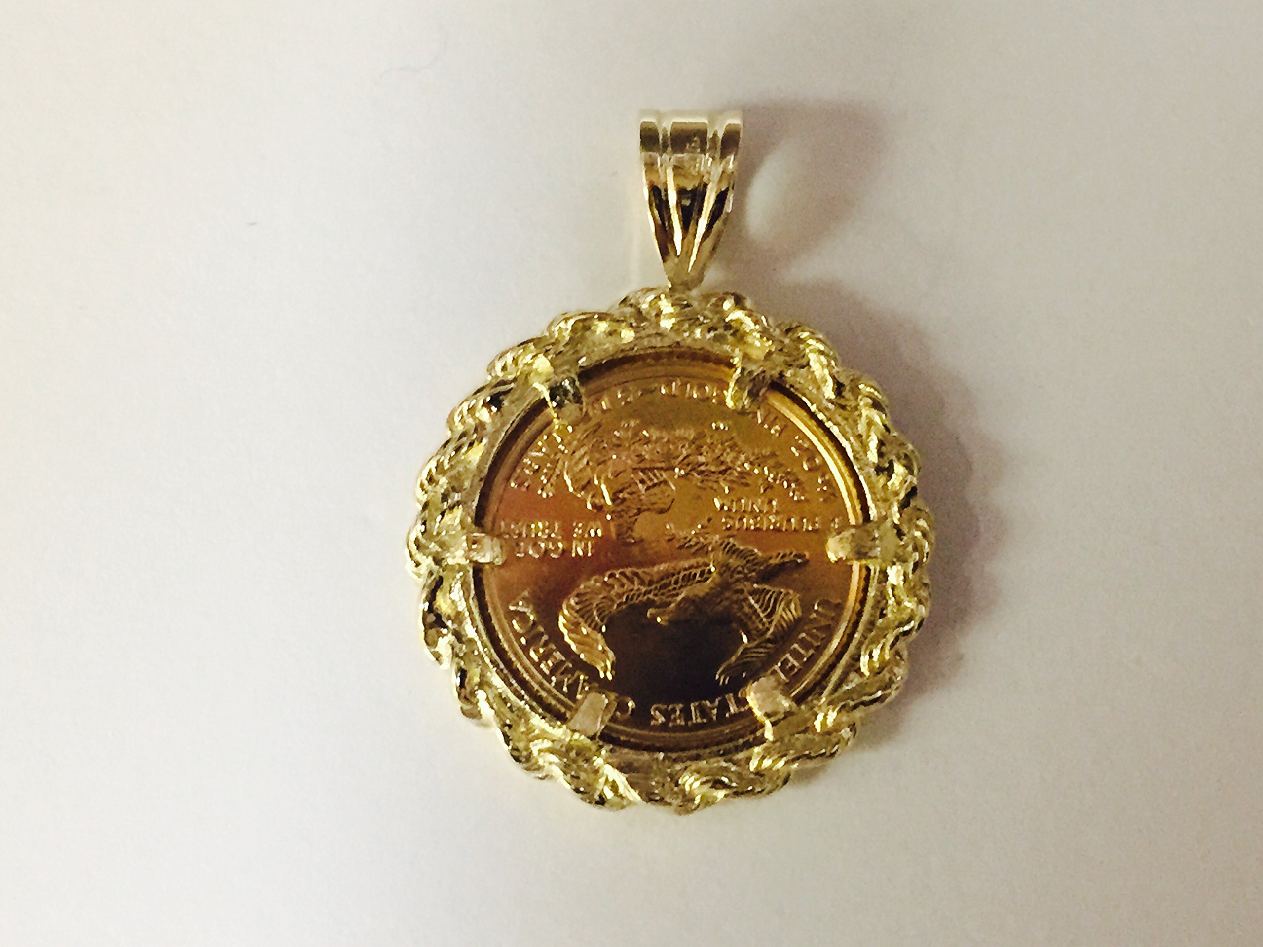 TEX 14k Tri-Color Gold Pendant, 1/4oz US Lady Liberty Coin, Approx 14g