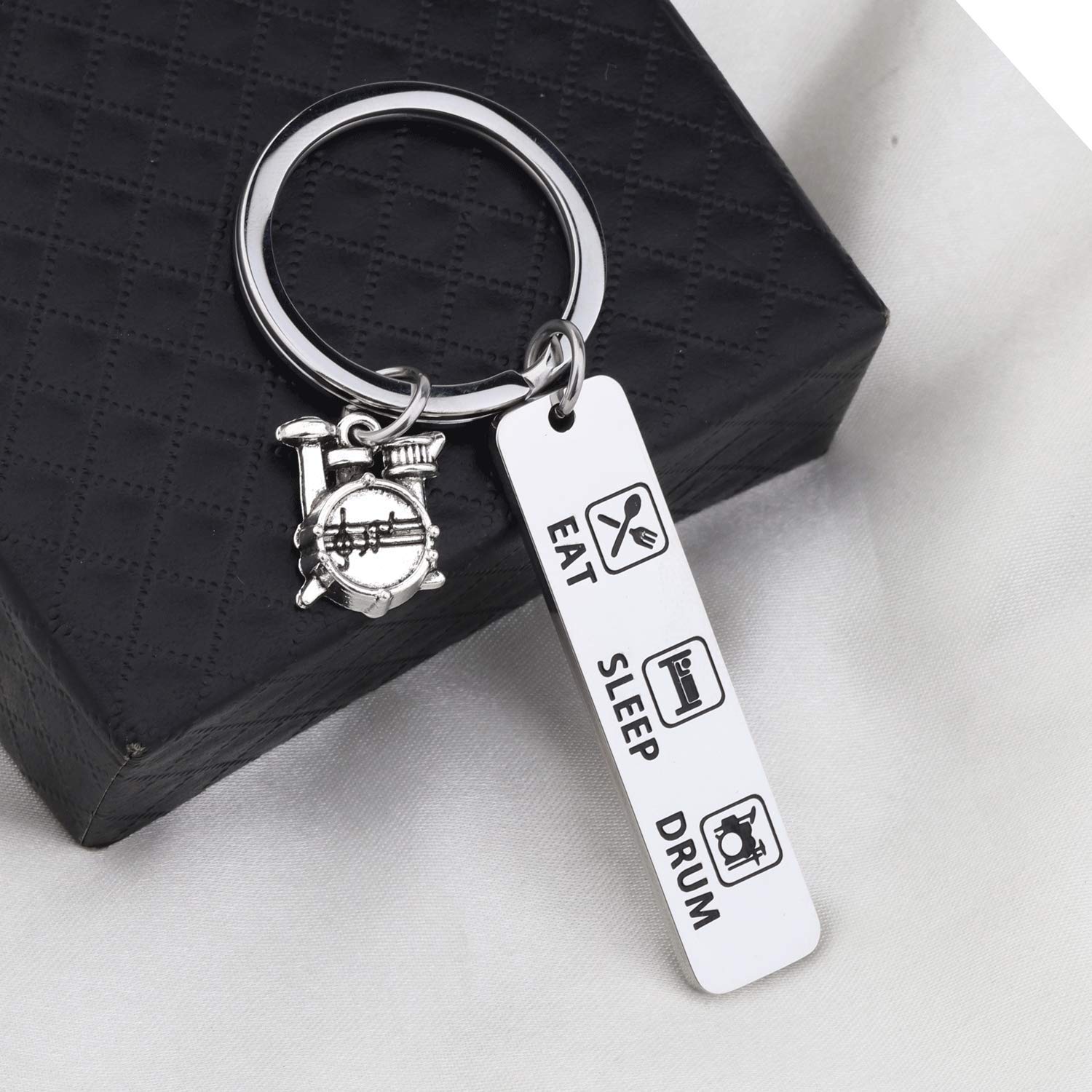 WSNANG Drummer Gift Eat Sleep Drum Keychain Drum Player Band Gift Drum Kit Gift Percussion Jewelry Musician Gift (Drum Keychain)