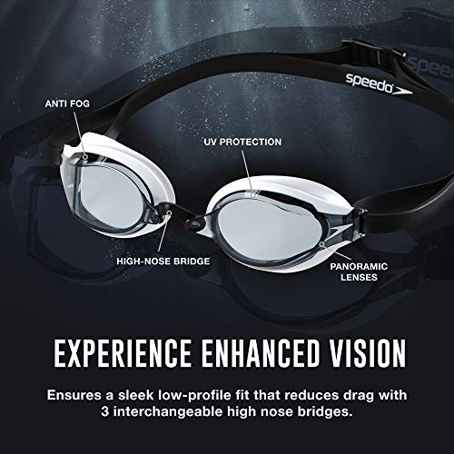 Speedo Unisex-Adult Swim Goggles Speed Socket 2.0 , Smoke Ice Mirrored