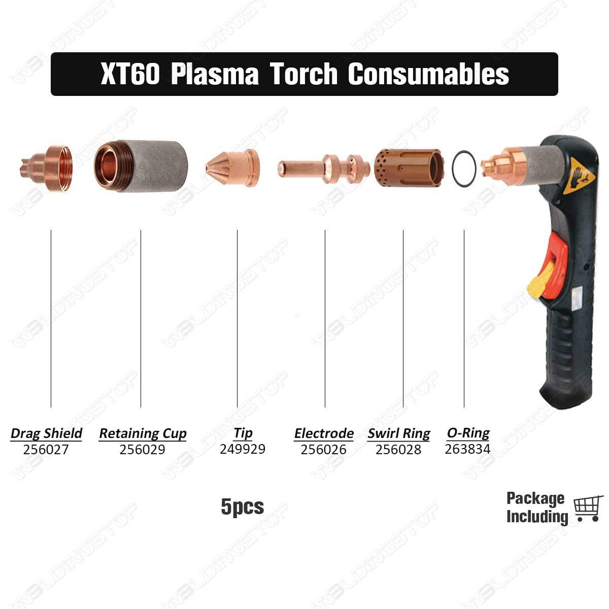 XT60 Plasma Torch Tip 249929 60A Nozzle fit Miller Spectrum 875/875 Auto-Line Cutter 5pcs