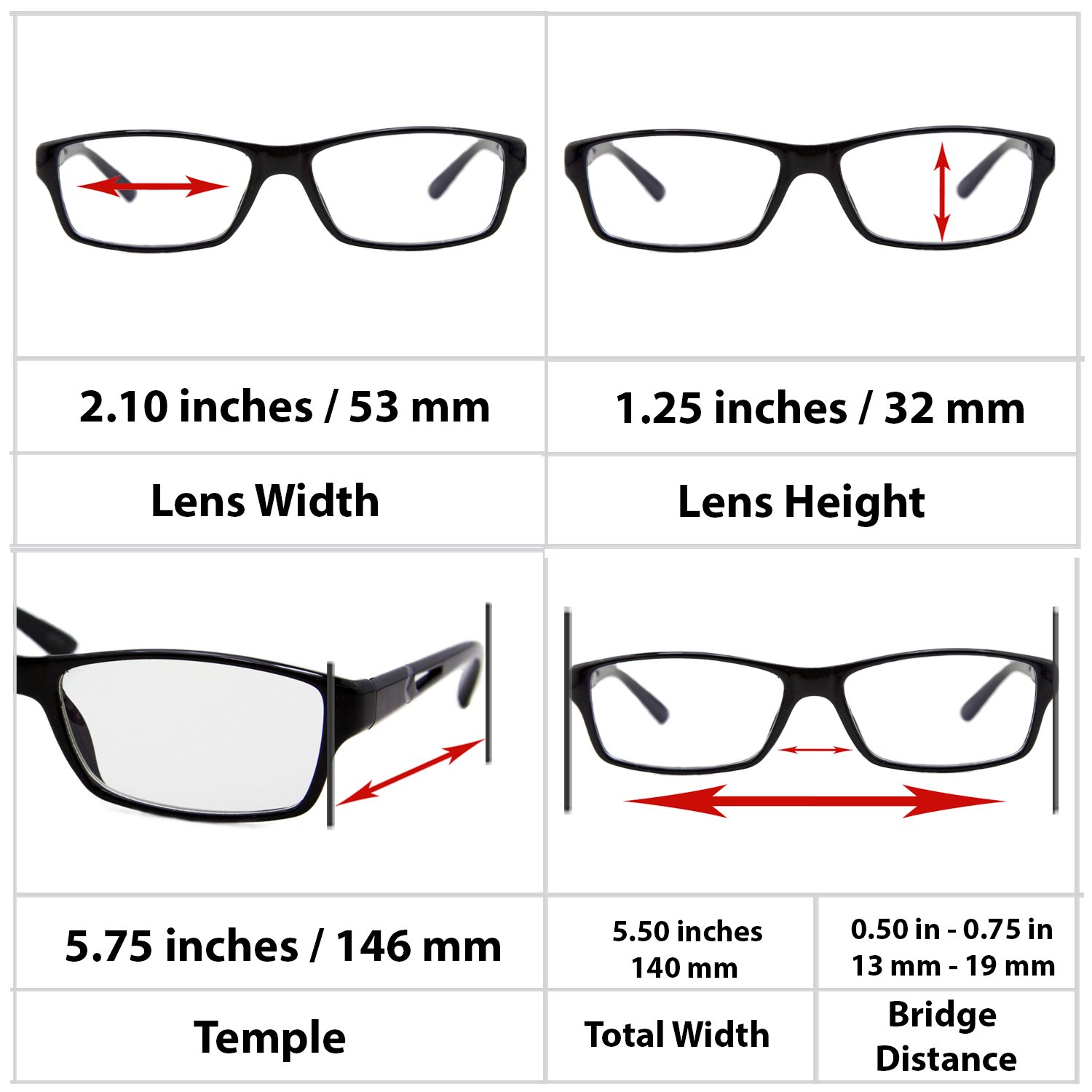 TruVision Readers Blue Light Blocking Reading Glasses 9604HP - 2 PK - Black - 1.75
