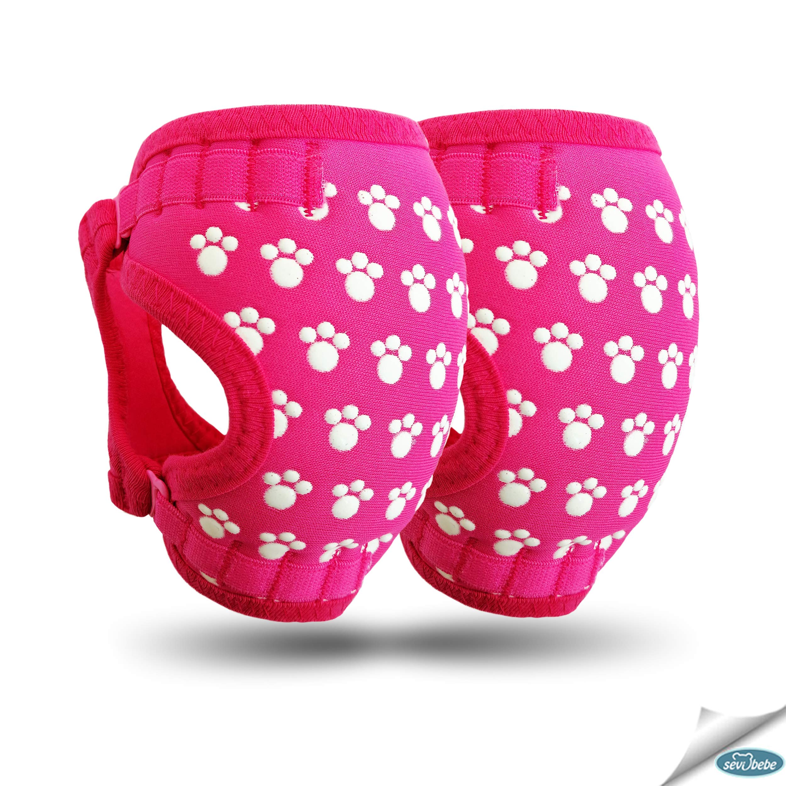 Sevi Baby Professional Knee Pads for Crawling - Ergonomic, Soft and Breathable Anti Slip Knee Protector - Adjustable Knee Warmer for Babies (Pink)