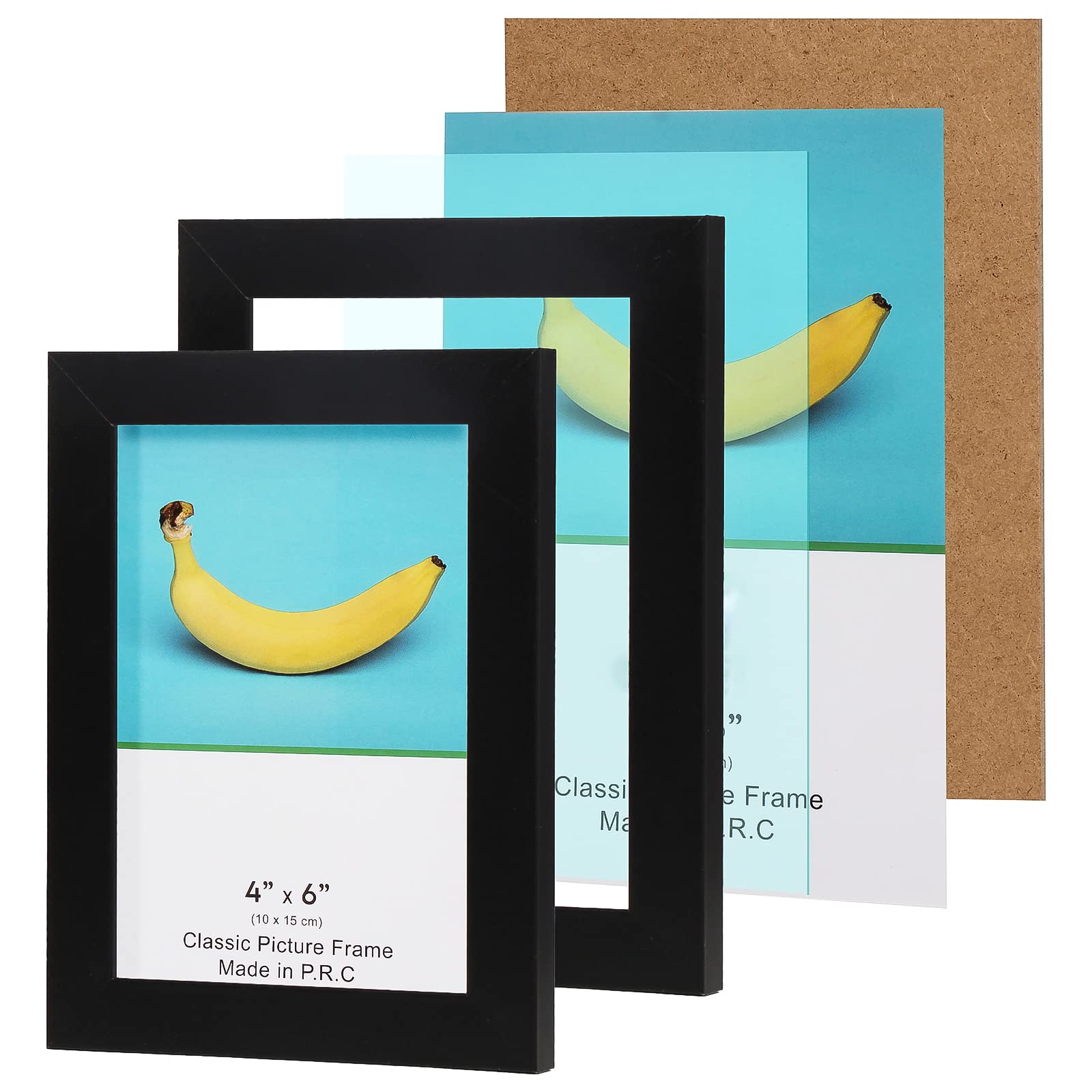 TheDisplayGuys - Square Profile Wooden Picture Frame with Tempered Glass - 8" x 10" matted to 5" x 7" - 1-Pack - Black