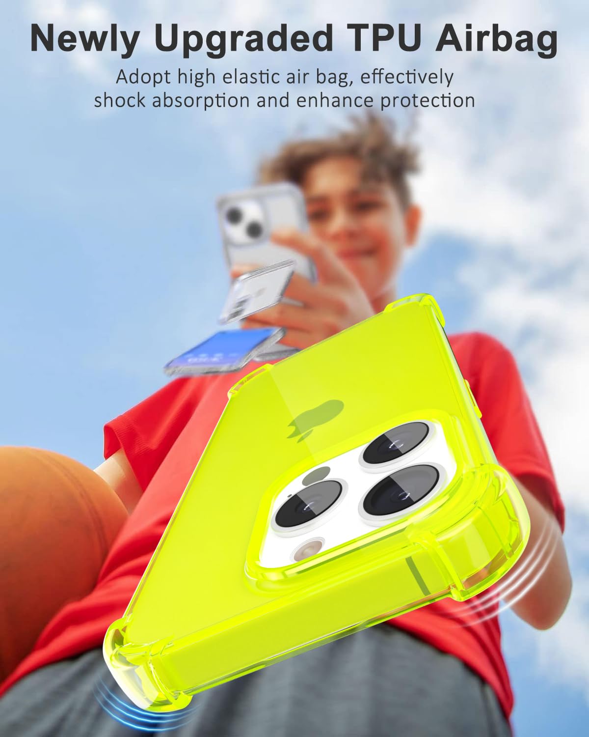 Svanove for iPhone 13 Pro Max Case Clear, Neon Bright Vibrant Color, Transparent Jelly Protective Silicone Phone Case Design for Women Girly Cute, Thin Slim Fit Soft Flexible TPU Bumper, Neon Yellow
