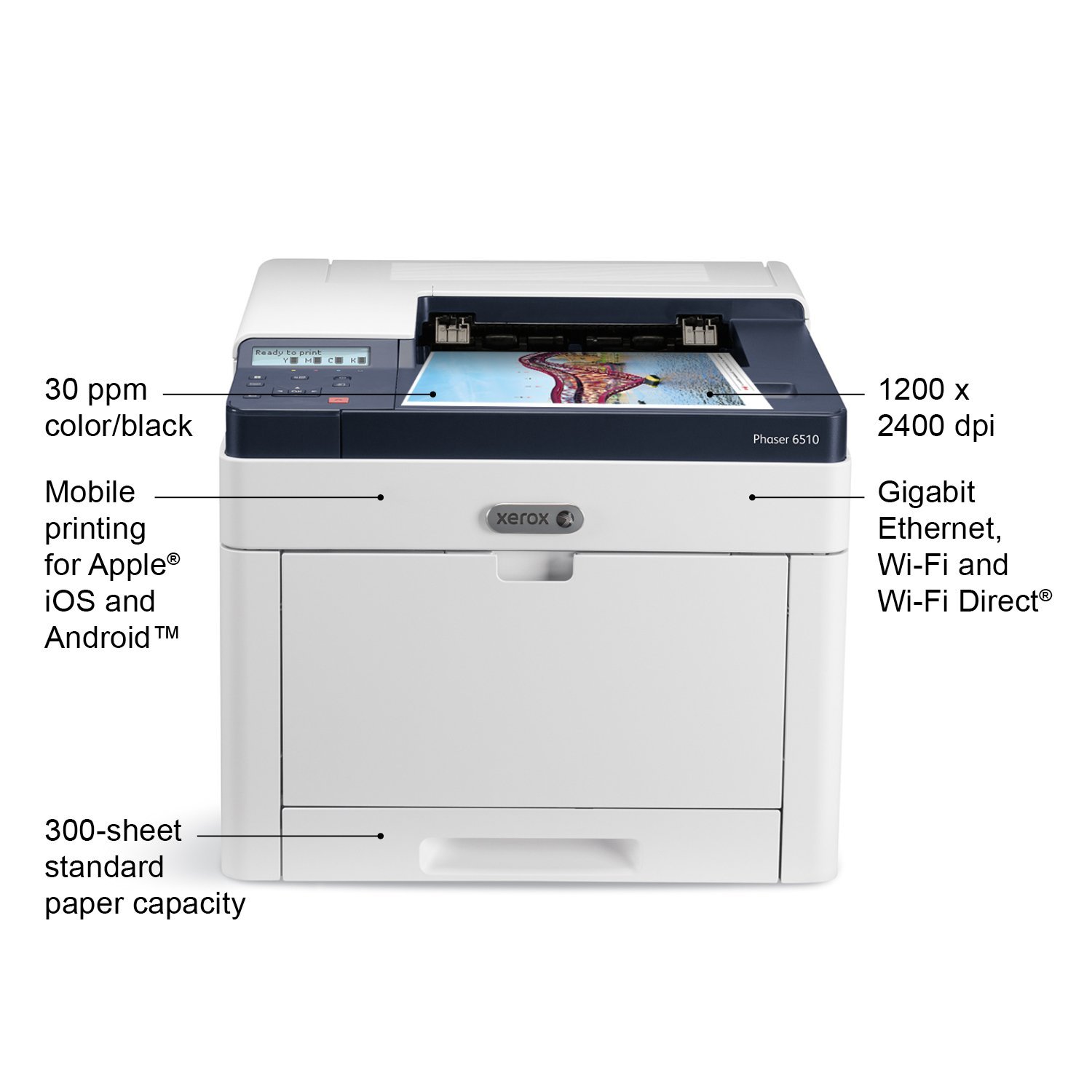 Xerox Phaser 6510/DNI Color Printer, Amazon Dash Replenishment Enabled (Renewed)