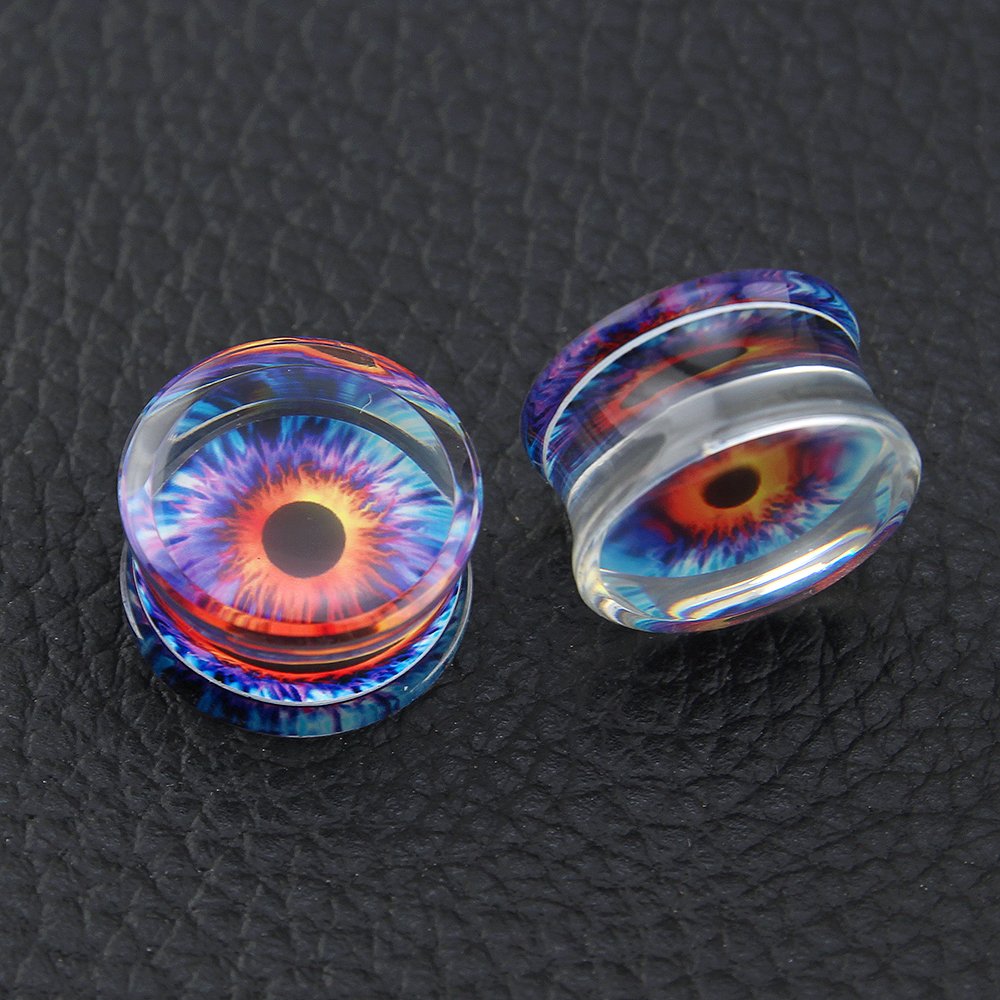 ZS Acrylic Transparent Purple Eyeball Fashion Ear Plugs Tunnel Expander Gauges Piercing (Gauge=00g(10mm))
