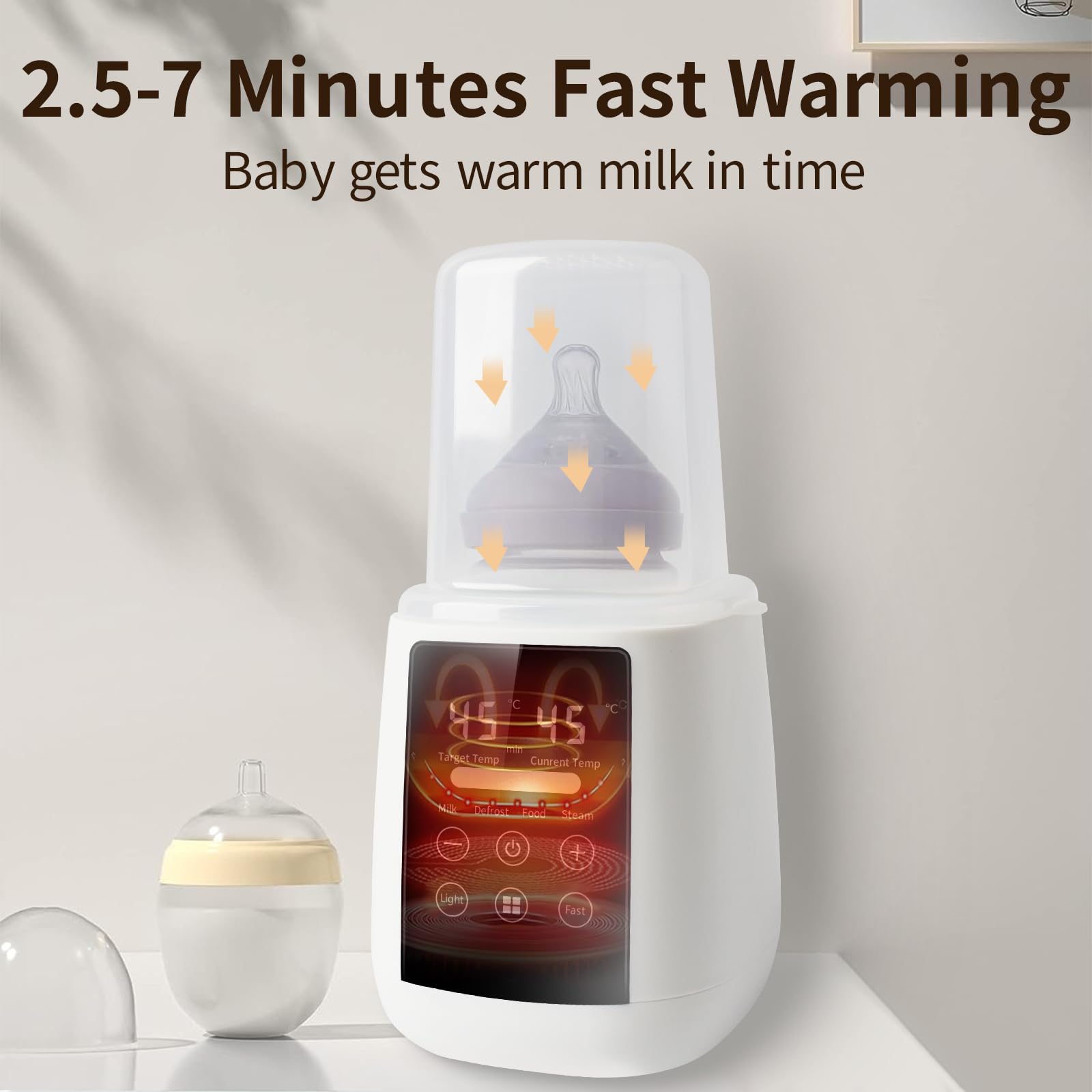 Zihanrm Bottle Warmer, 6-in-1 Fast Baby Milk Warmer with Timer for Breastmilk or Formula, Accurate Temperature Control and Automatic Shut-Off, Multifunctional Bottle Warmer for Breastmilk or Formula