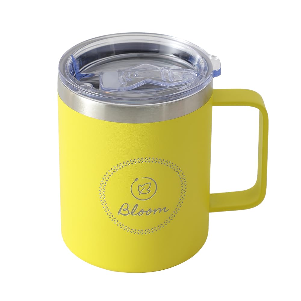 Stainless Steel Insulated Coffee Mug with Handle, for Expresso and Coffee 12oz, Travel Vacuum Mug Spill Proof, Keep Hot for 8 Hours and 6 hours Cold (Yellow)